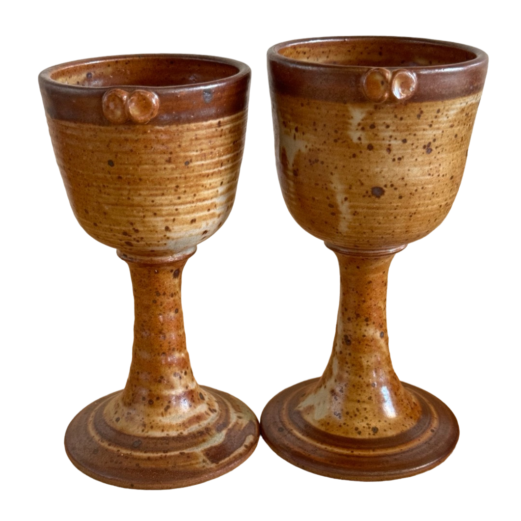 Beautiful Studio Pottery Hand Made Goblets With A Gorgeous Glaze