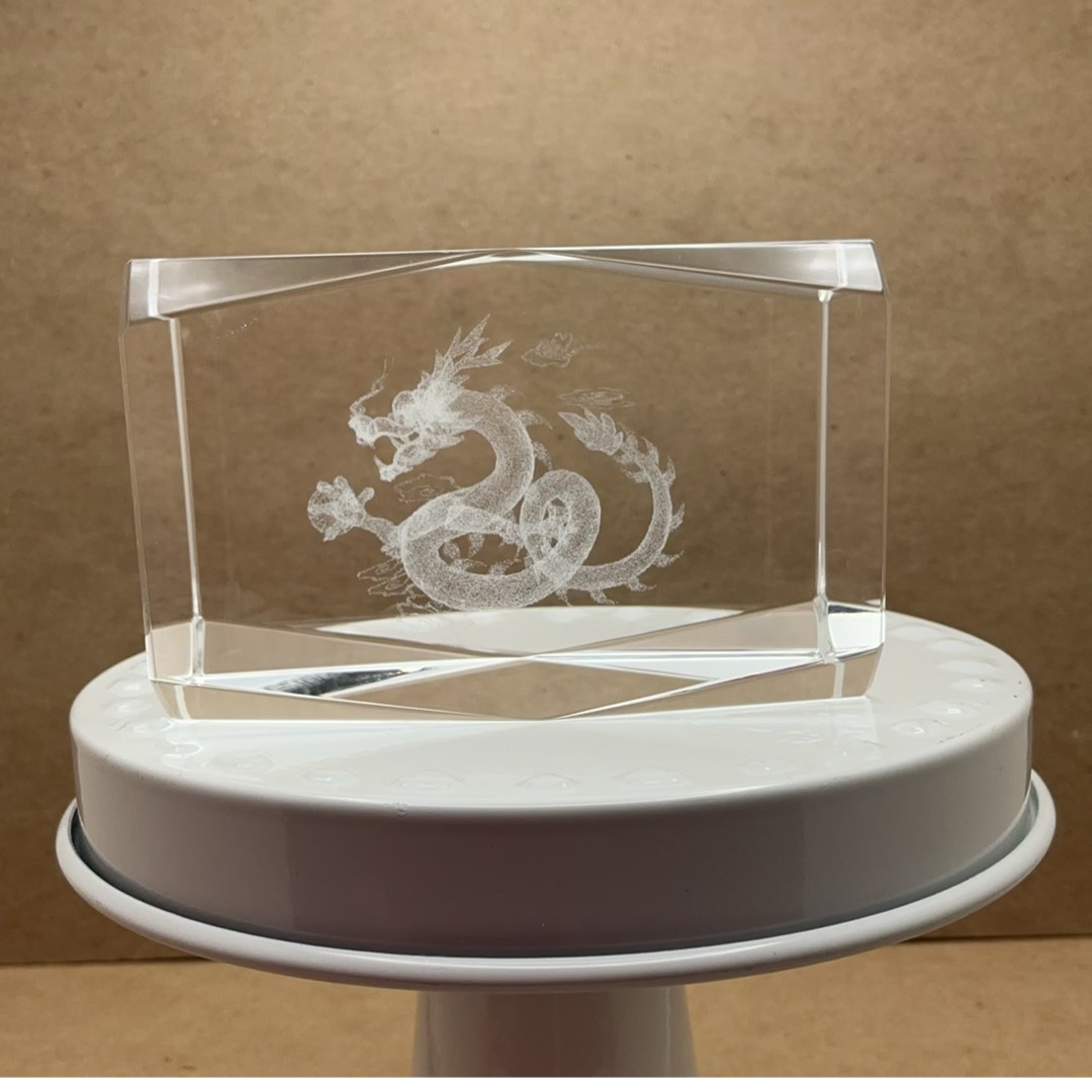 GMNN Single Dragon Paperweight 3D Laser Etched 3" x 2" x 2"