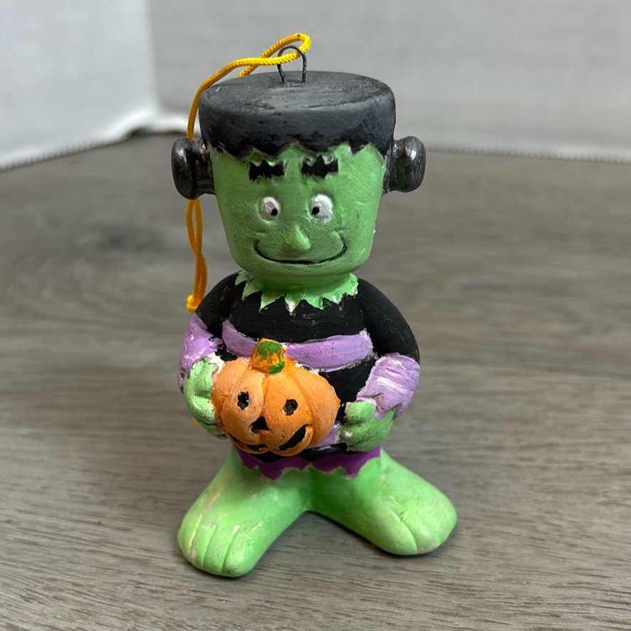 Frankenstein Hand Painted Plaster Halloween Pumpkin Christmas Ornament
