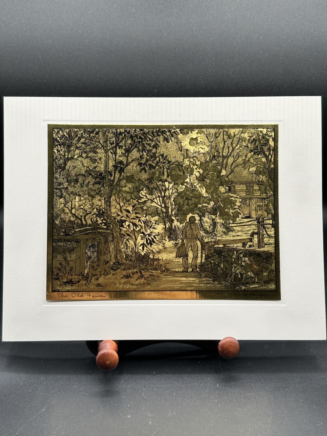 Vintage Lionel Barrymore Gold Foil Etched Signed (Set of 4)