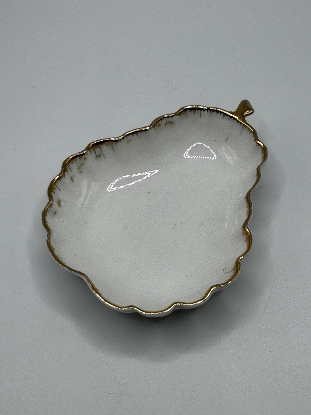 Lil Pear Trinket Dish Gold Trim 3 1/2x2 1/2"