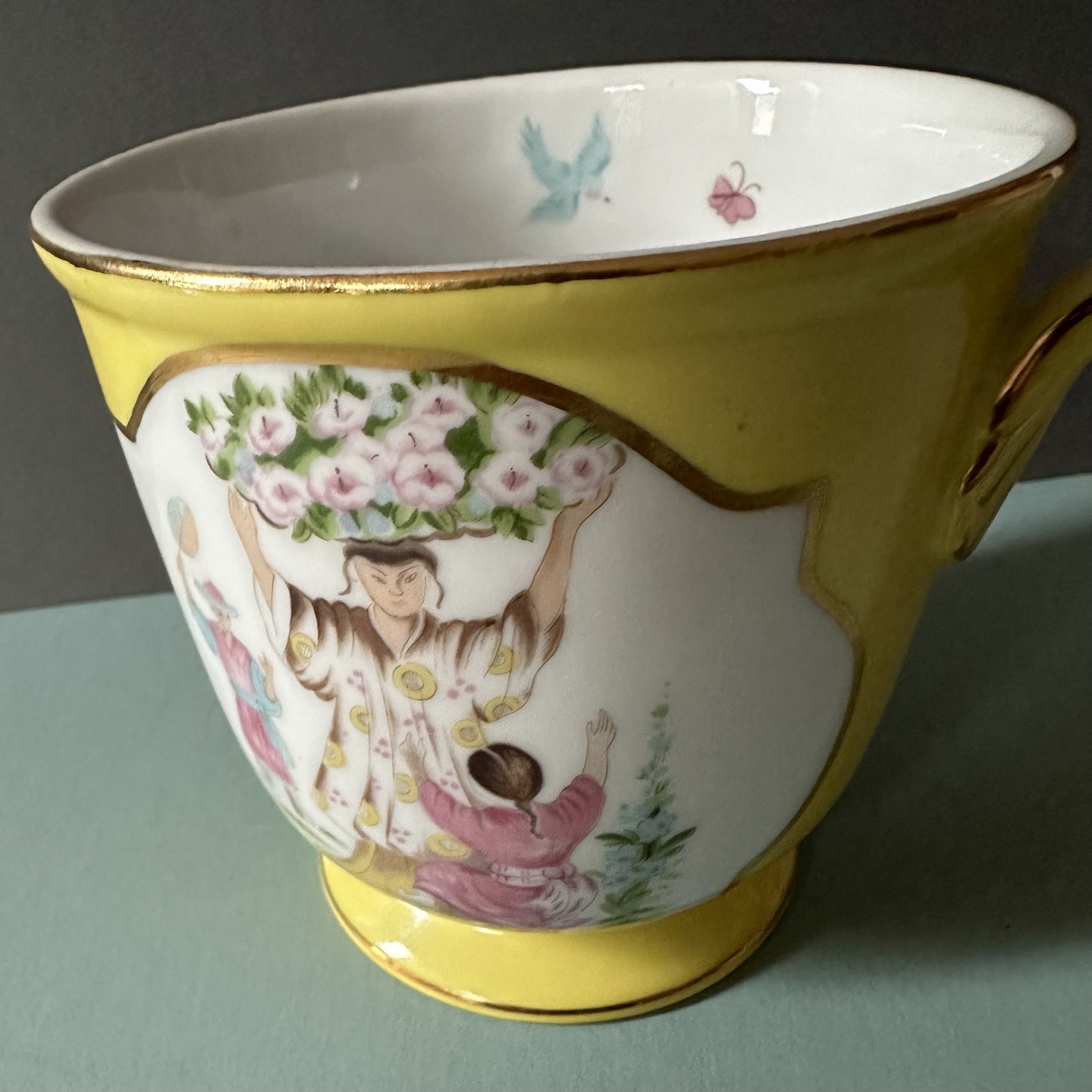 Vintage Chinoiserie Cache pot Mcm Decorative Container 2 Scenes ...