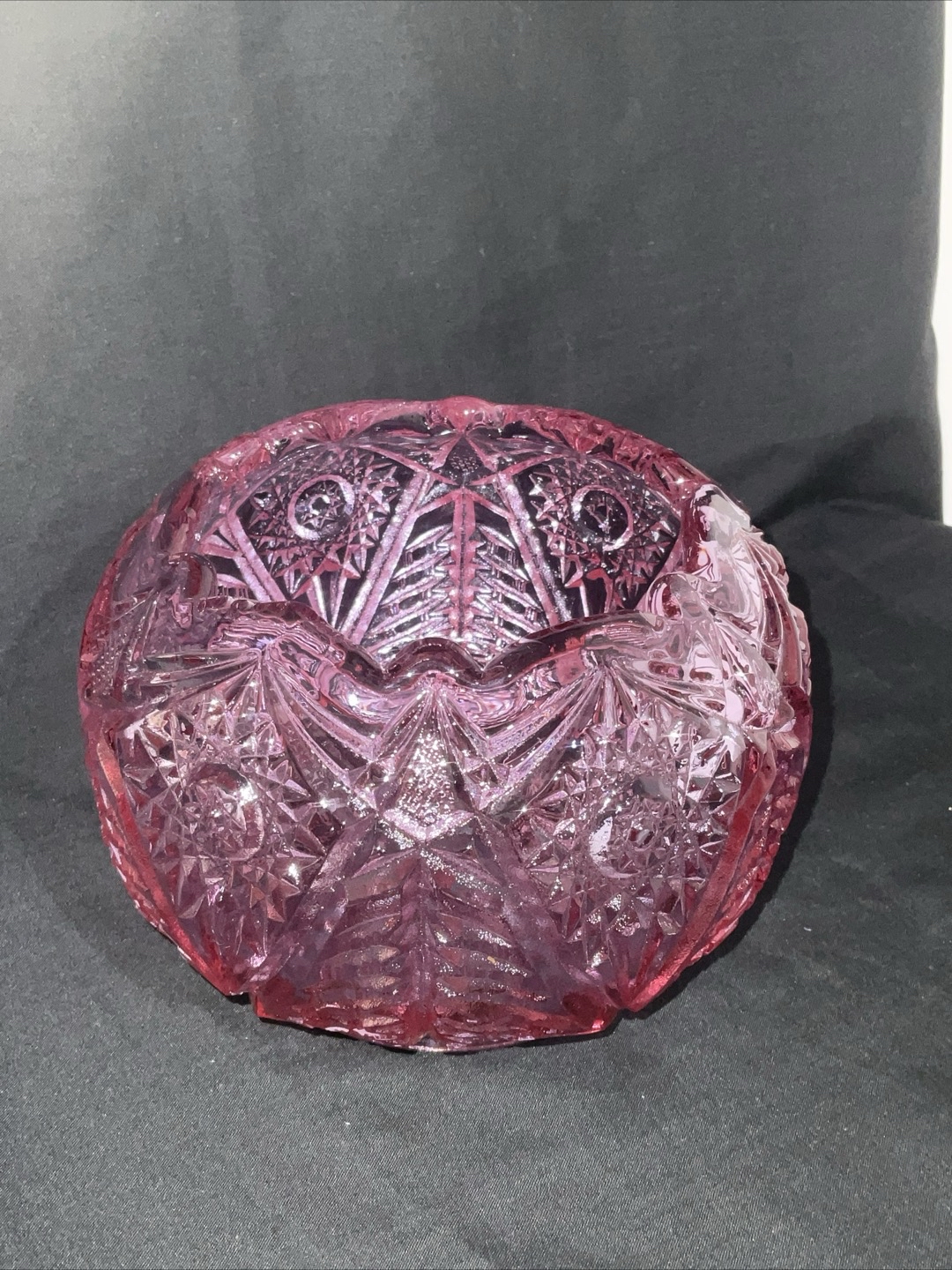 Fenton Cranberry Rose Bowl/vase Starburst Pattern, Vintage Beauty