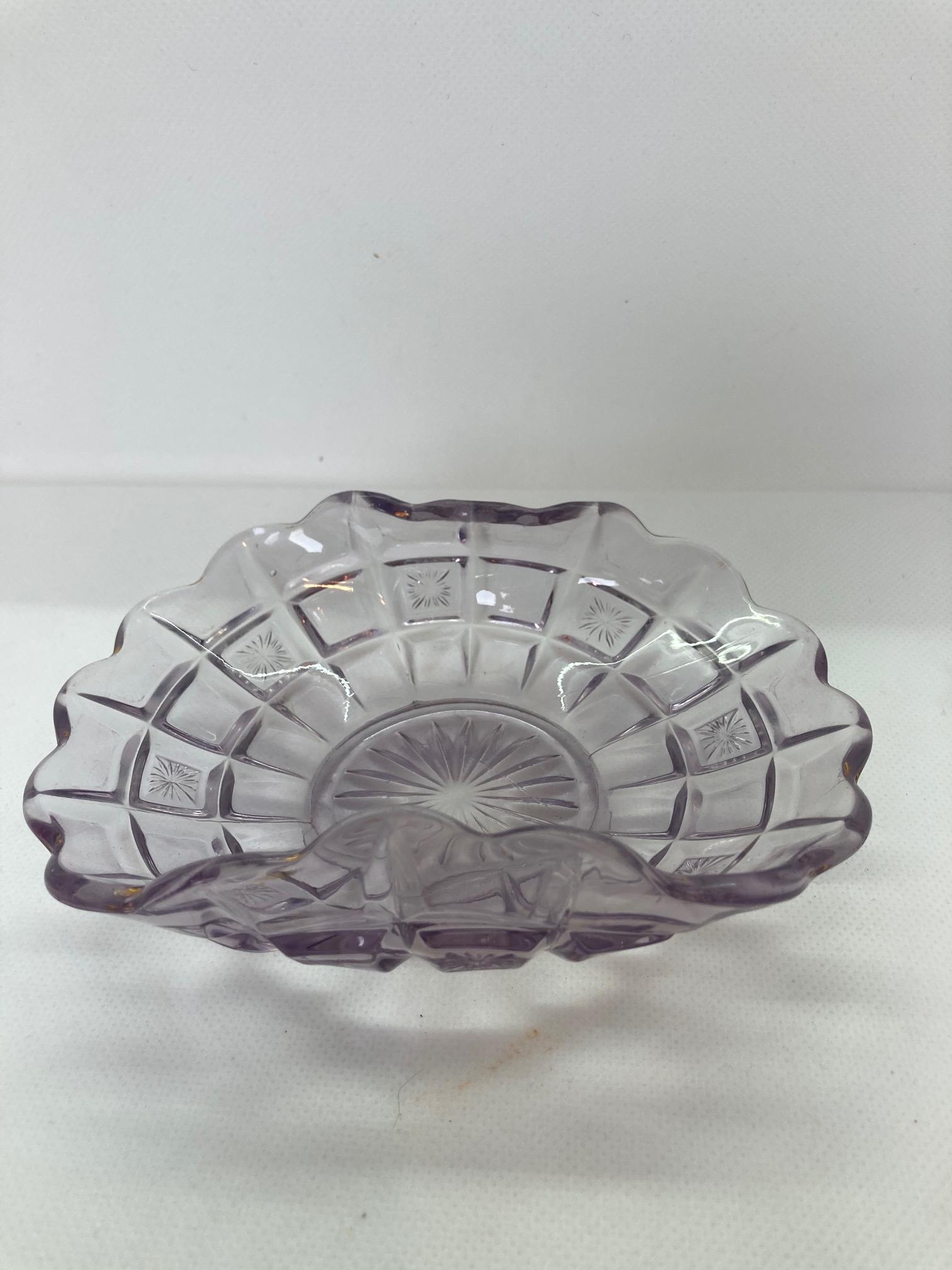 Lavender Glass Folded Candy Dish