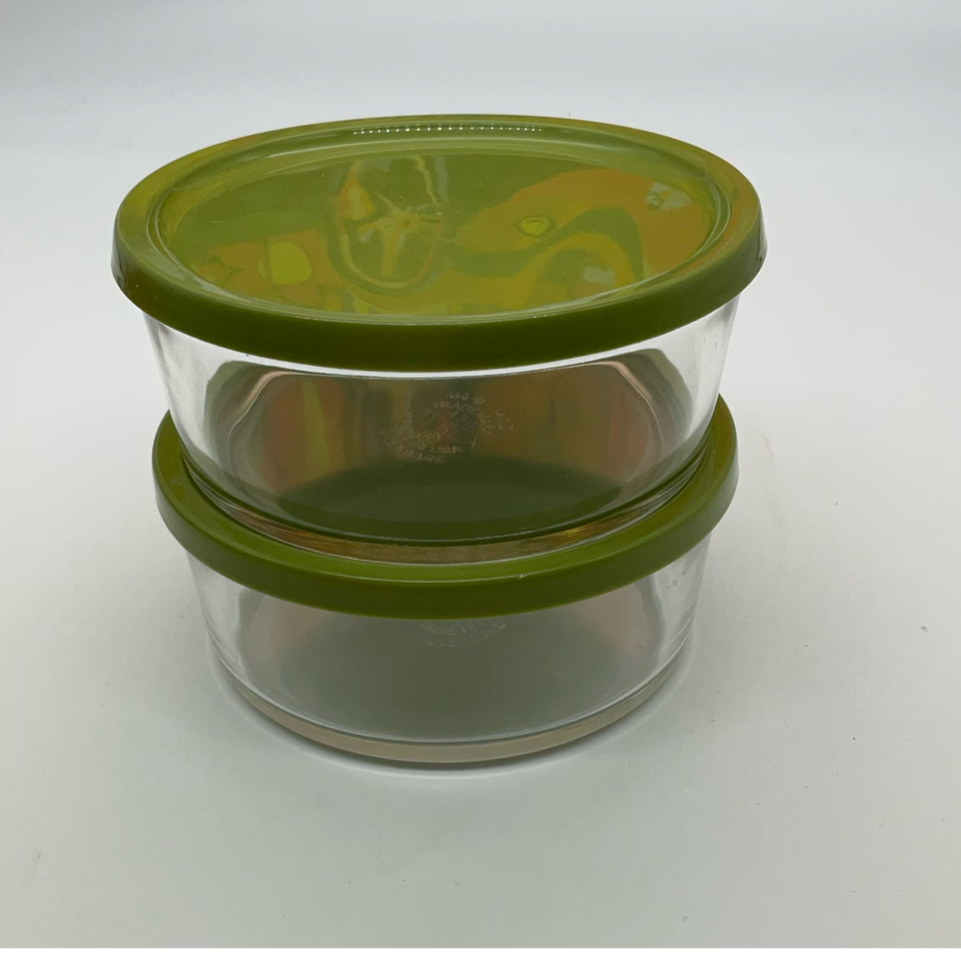 Vintage Pyrex Clear Glass Ovenware Bowls With Avocado 🥑 Green Lid 414b ...