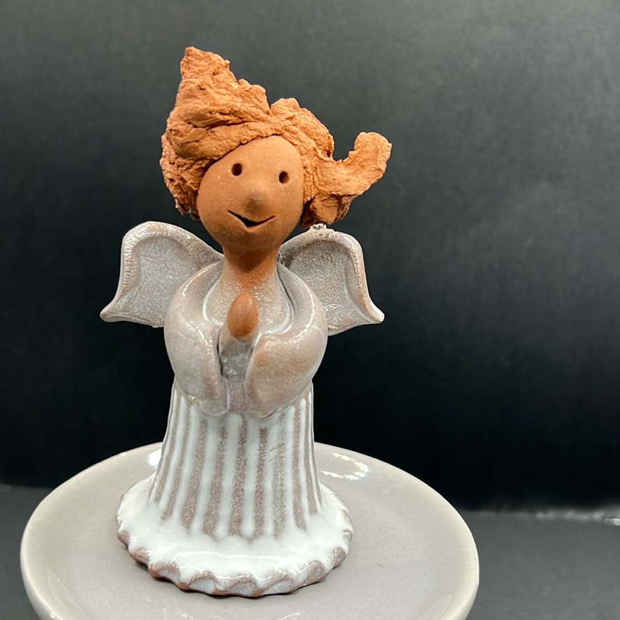 topferei brandi , austria angel figurine vintage Just Over 3” Tall