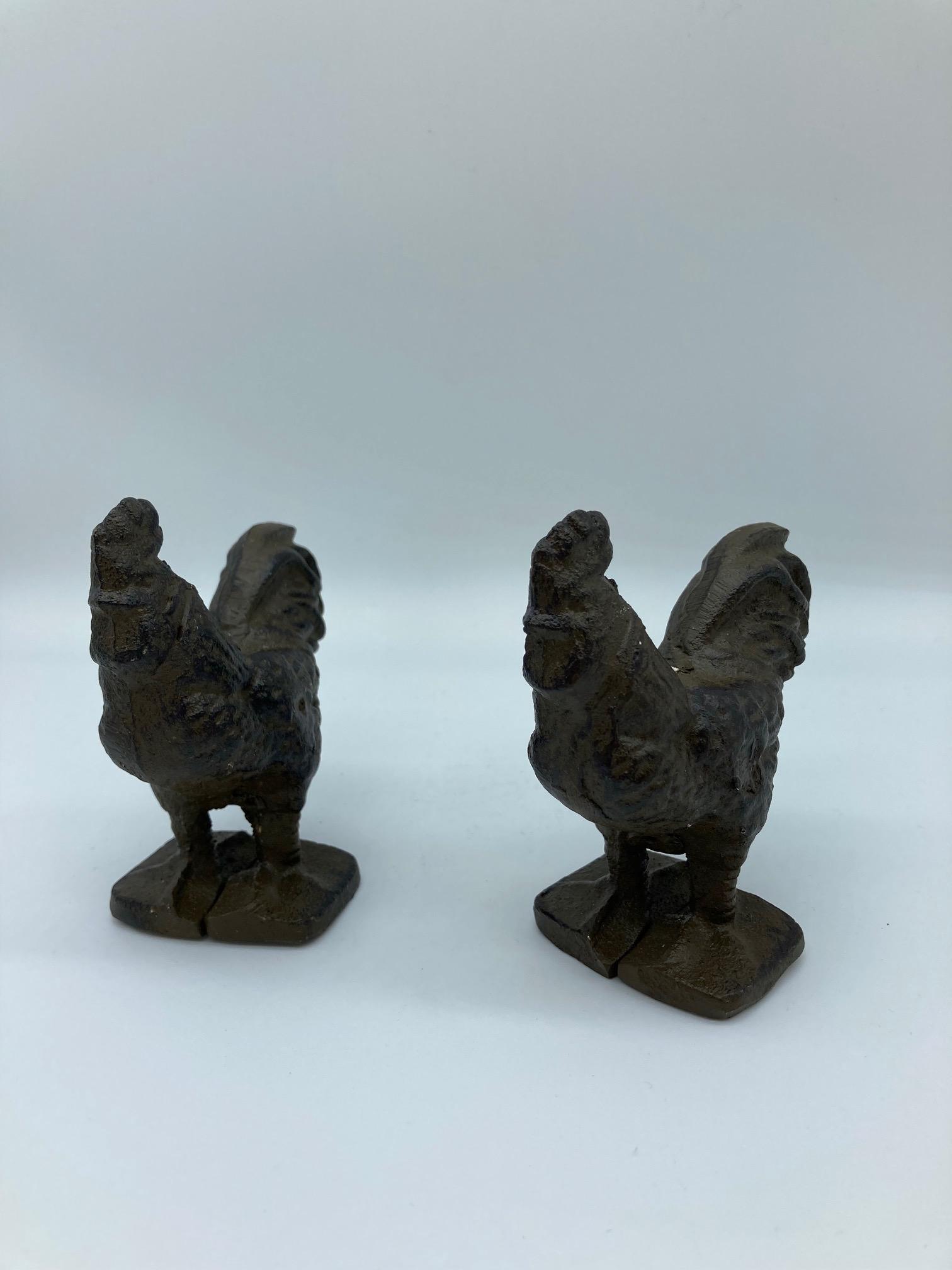 Pair of Standing Cast Iron Roosters