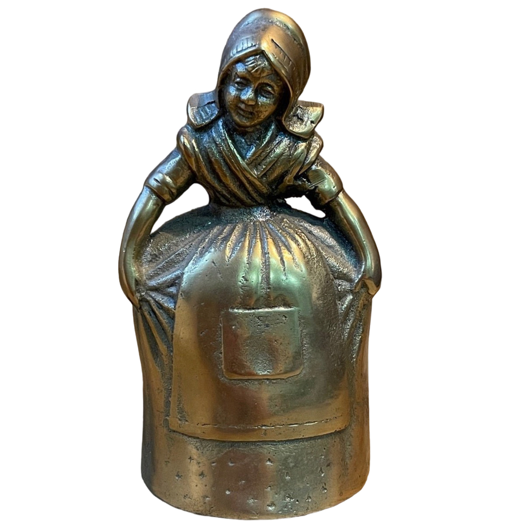 Antique 5" Solid Brass Woman Lady Bell with Feet Boots Clappers ...