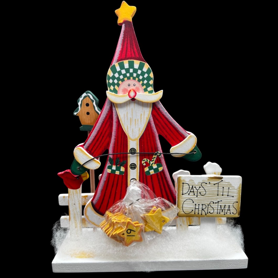 #310A NOS Vintage Cherry Nose Santa Wooden Countdown To Christmas ...