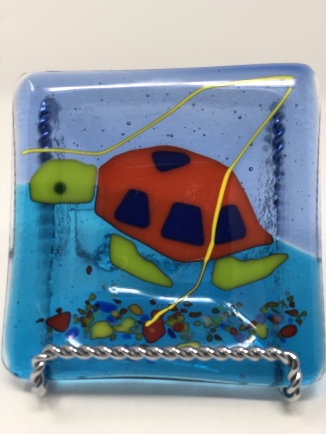Tiny Sea Turtle Fused Glass Trinket Dish