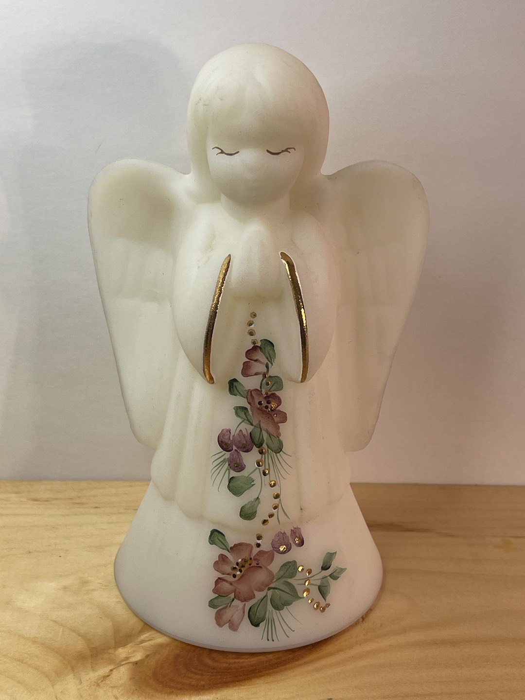 Vintage Hand Painted, Artist Signed, Fenton Praying Angel Figurine