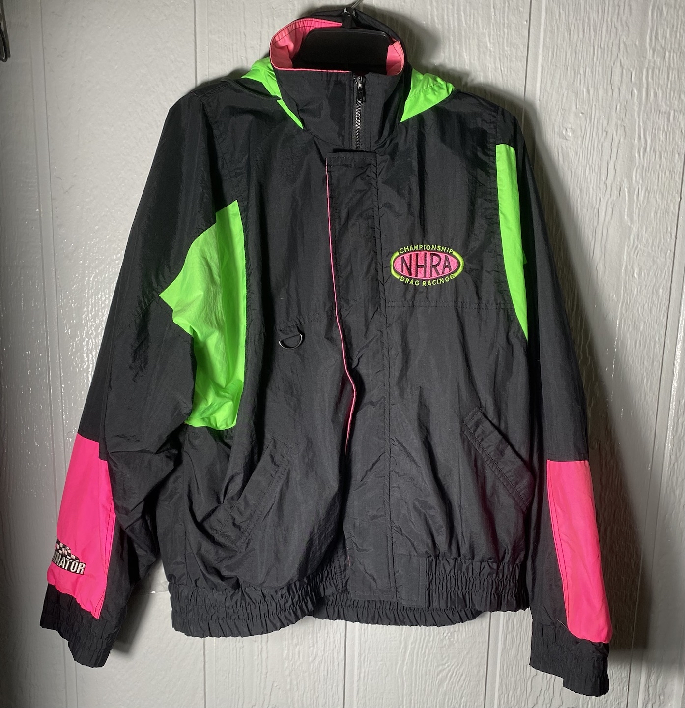 Vtg NHRA Black /Neon Racing Jacket Top Eliminator Drag Racing Sport ...