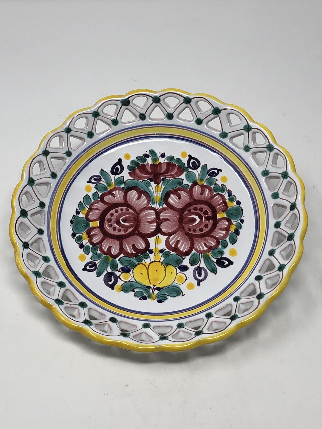 Modra Slovakia Pottery Reticulated Floral Plate