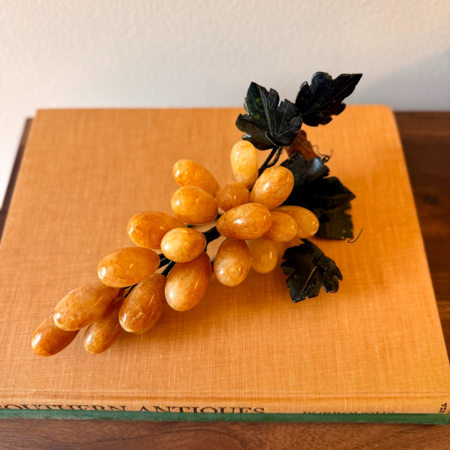 Mid Century Stone Grapes | Golden Onyx Cluster with Dark Green Leaves ...