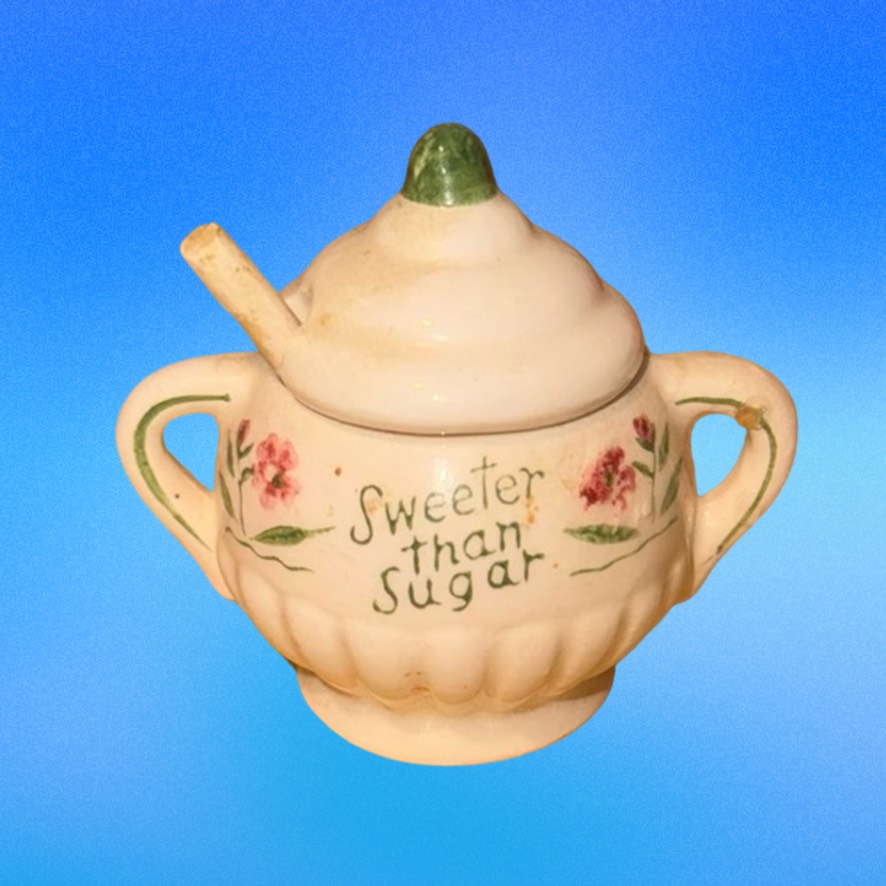 Vintage Mini Sweeter Than Sugar Mini Bowl With Lid And Spoon 25”