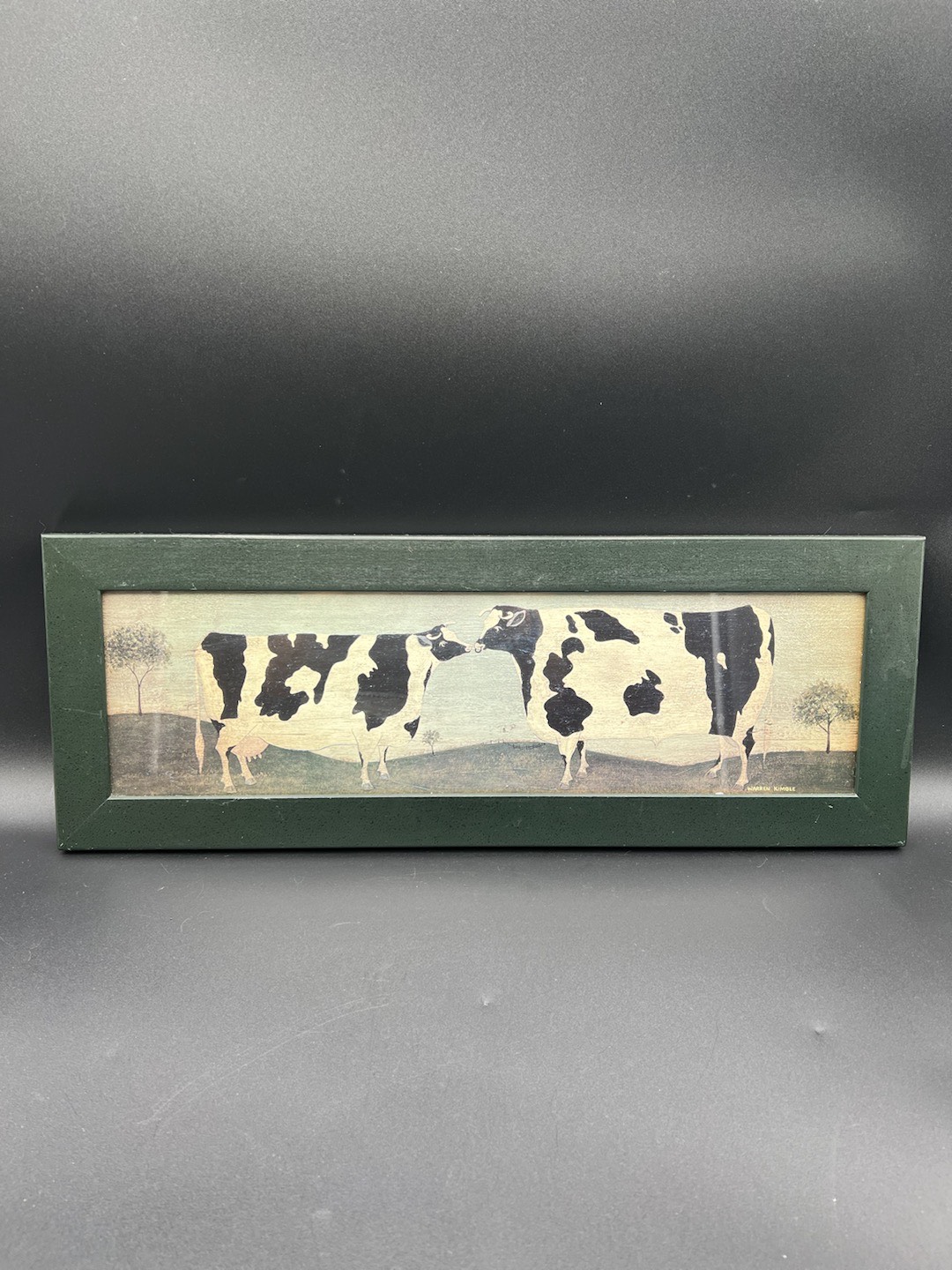 Folk Art Cows Framed Print Warren Kimble 21.25x7.75”