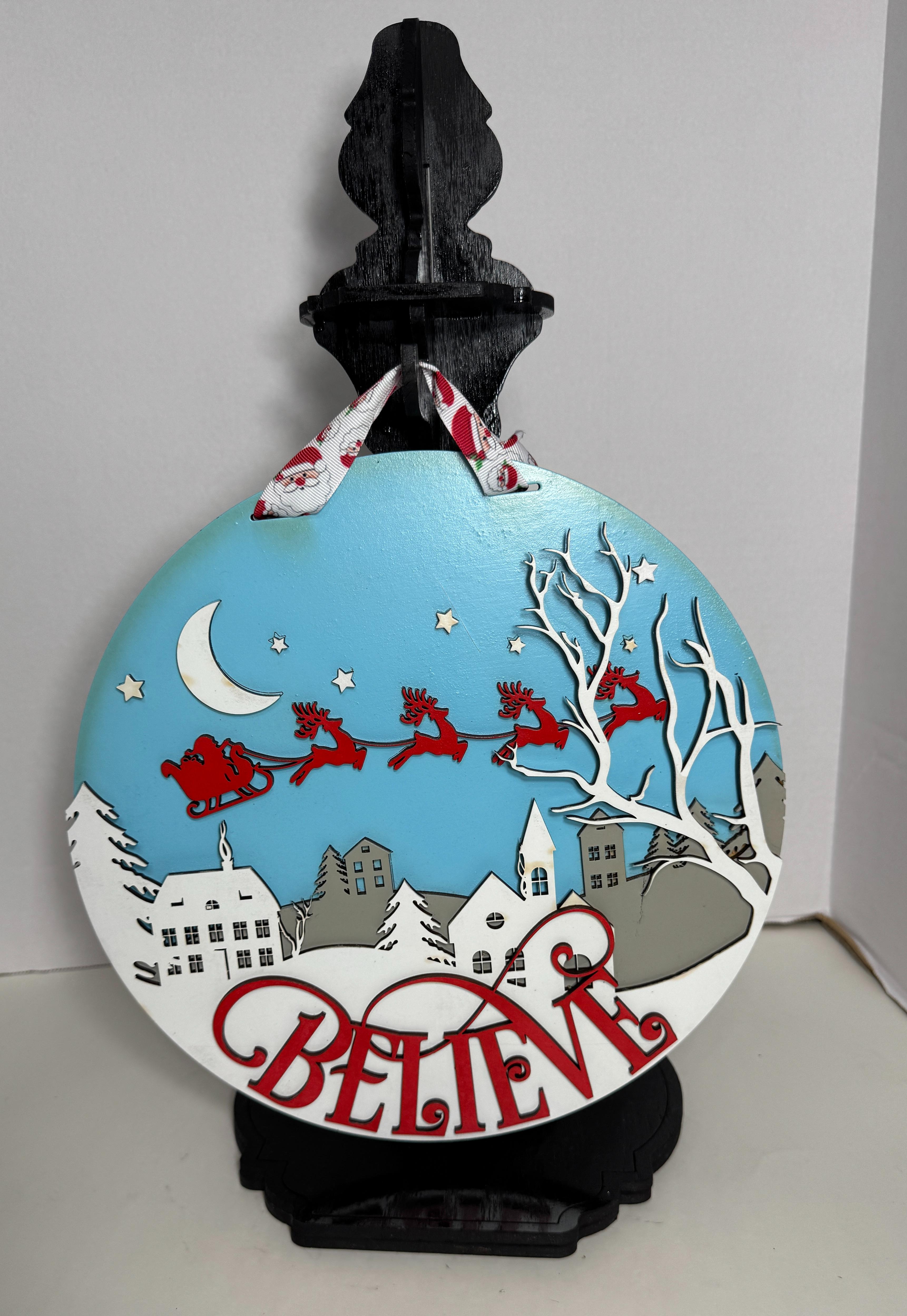 Believe Christmas Sign | Santa Sign | Reindeer Sign | 10 Inch Sign ...