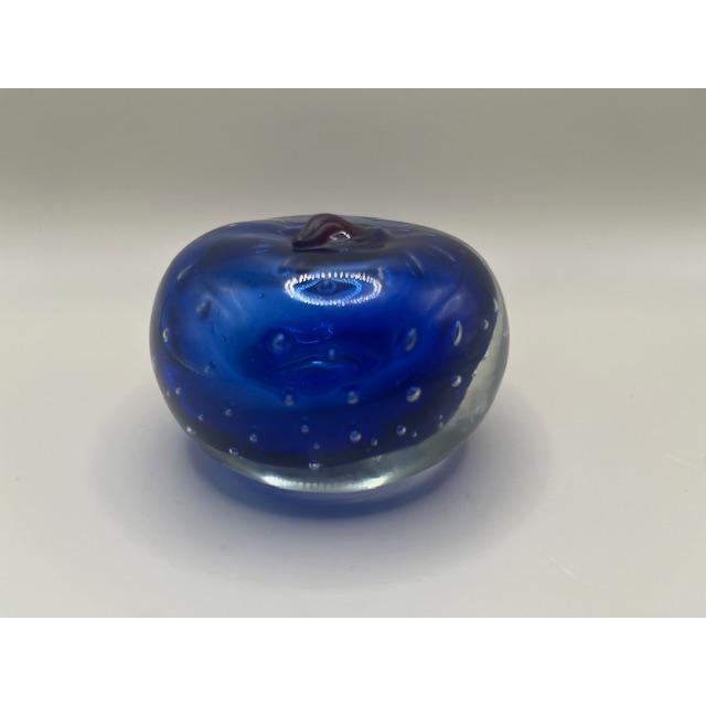 Vintage Blue Art Glass Apple Paperweight ~ Handcrafted ~ Measures 2.5 ...