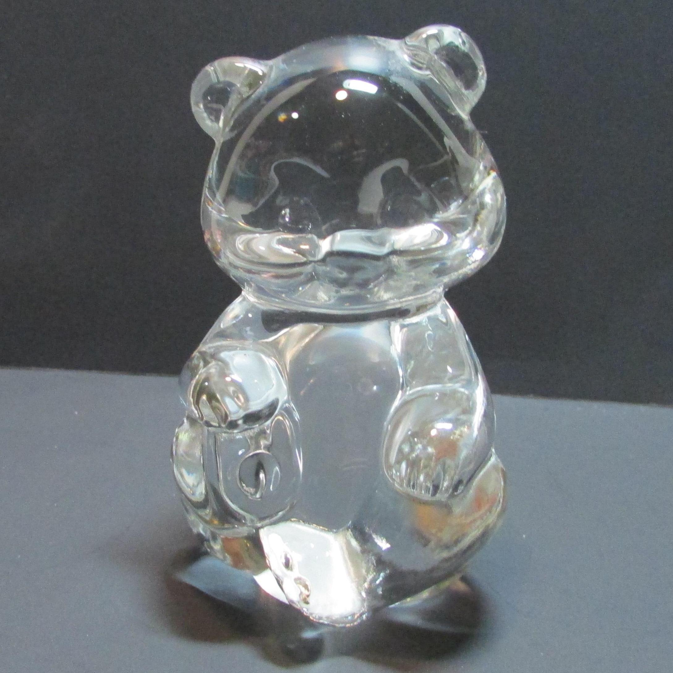 vintage clear glass teddy bear figurine