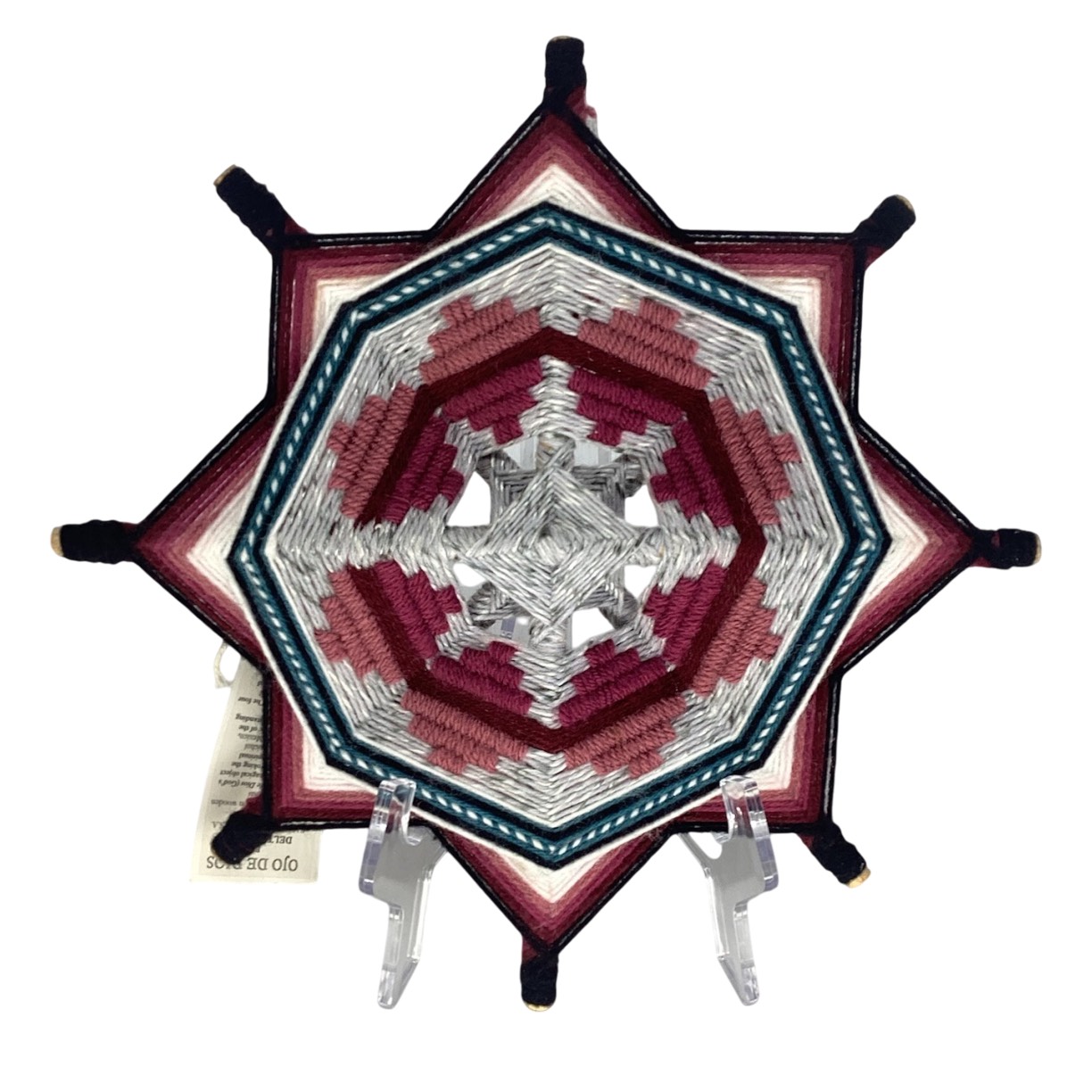 Ojo de Dios Mandala Gods Eye 8 Point Multicolor Woven Yarn Wall Art 12 Inch