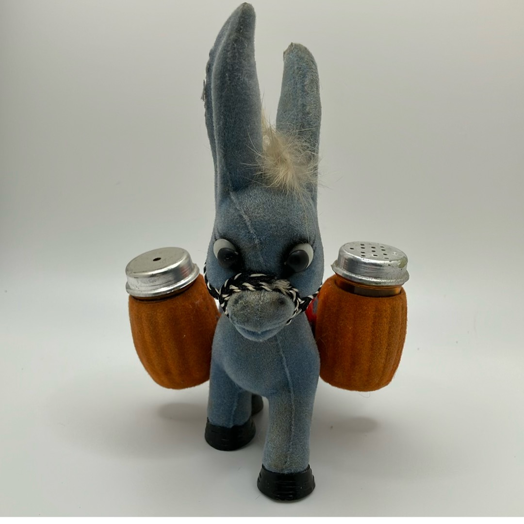 Furry Burro Kitschy Flocked Salt and Pepper Shaker Set