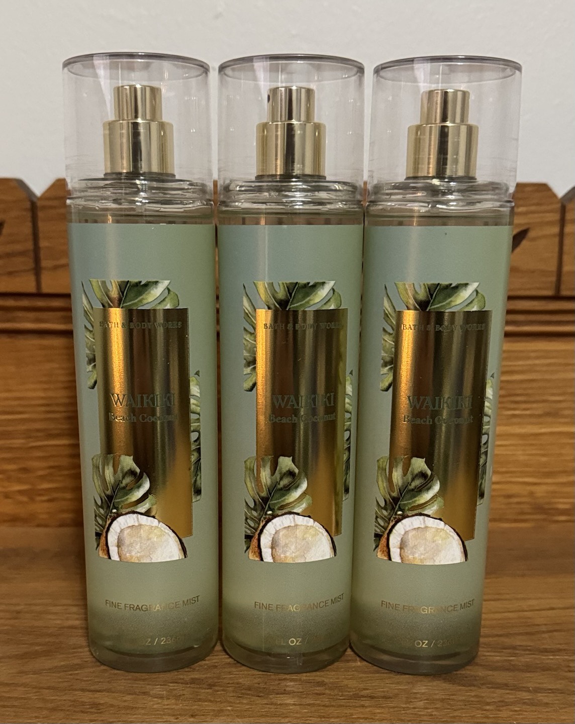 3 x Bath and Body Works WAIKIKI BEACH COCONUT Fine Fragrance Mist Spray ...