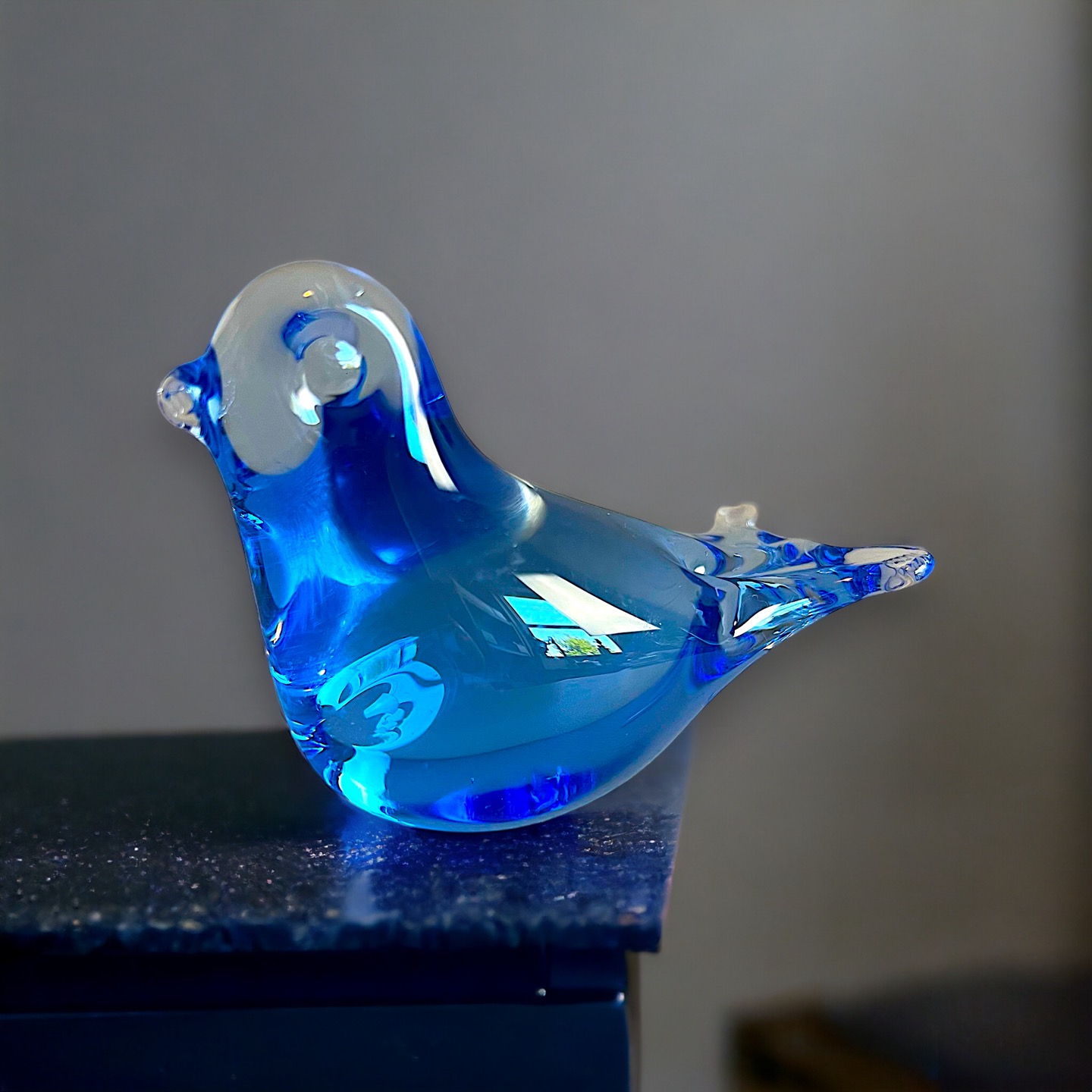Vintage Swedish Art Glass Blue Bird Figurine