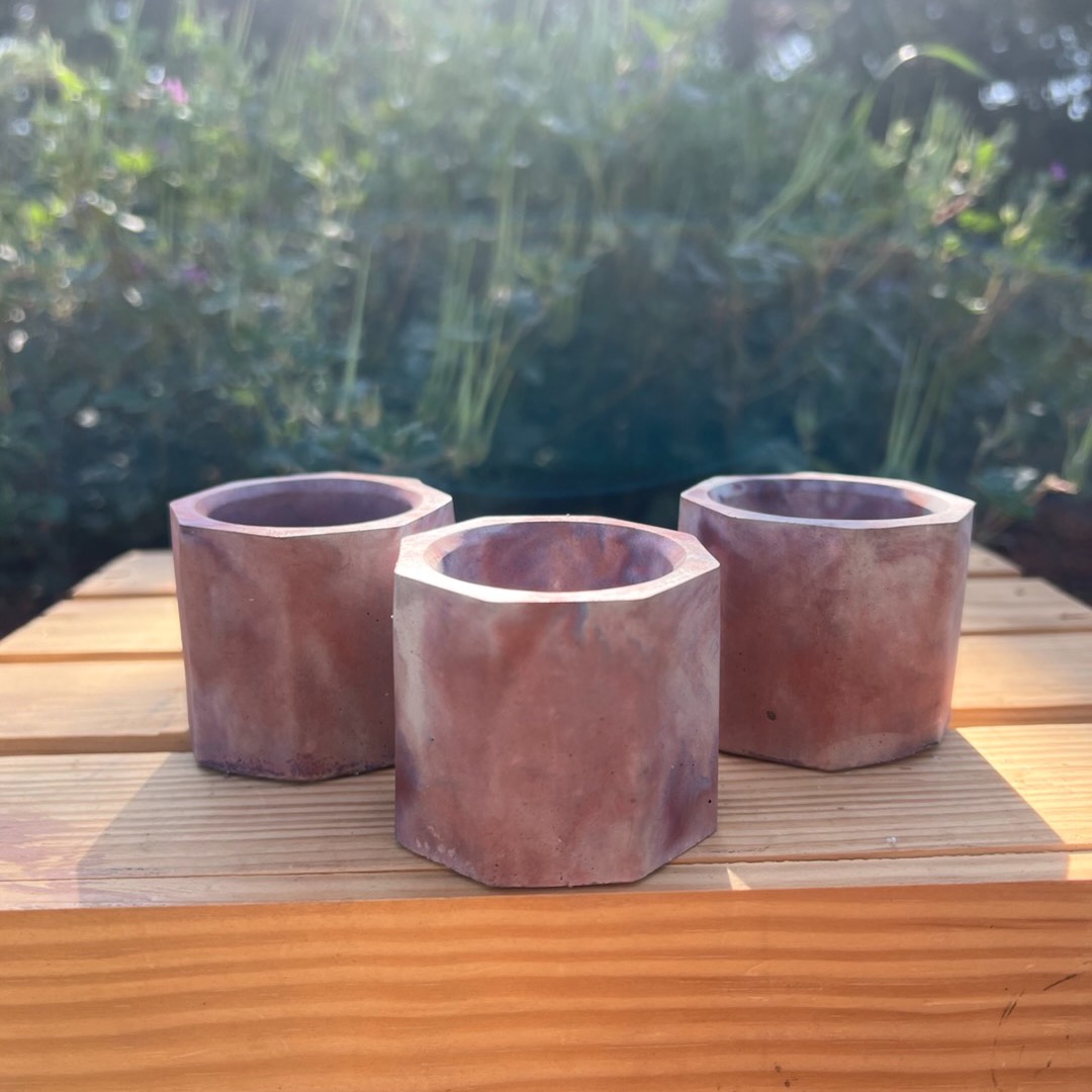 2” Trio Purple Pink Concrete Planters