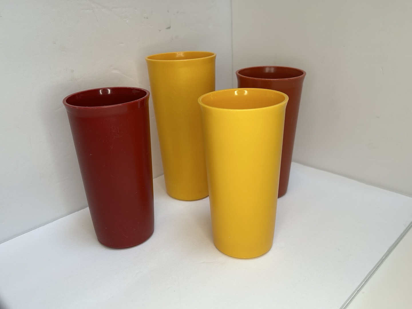 Tupperware Harvest Colors Four Tumblers Cups Made In USA Vintage