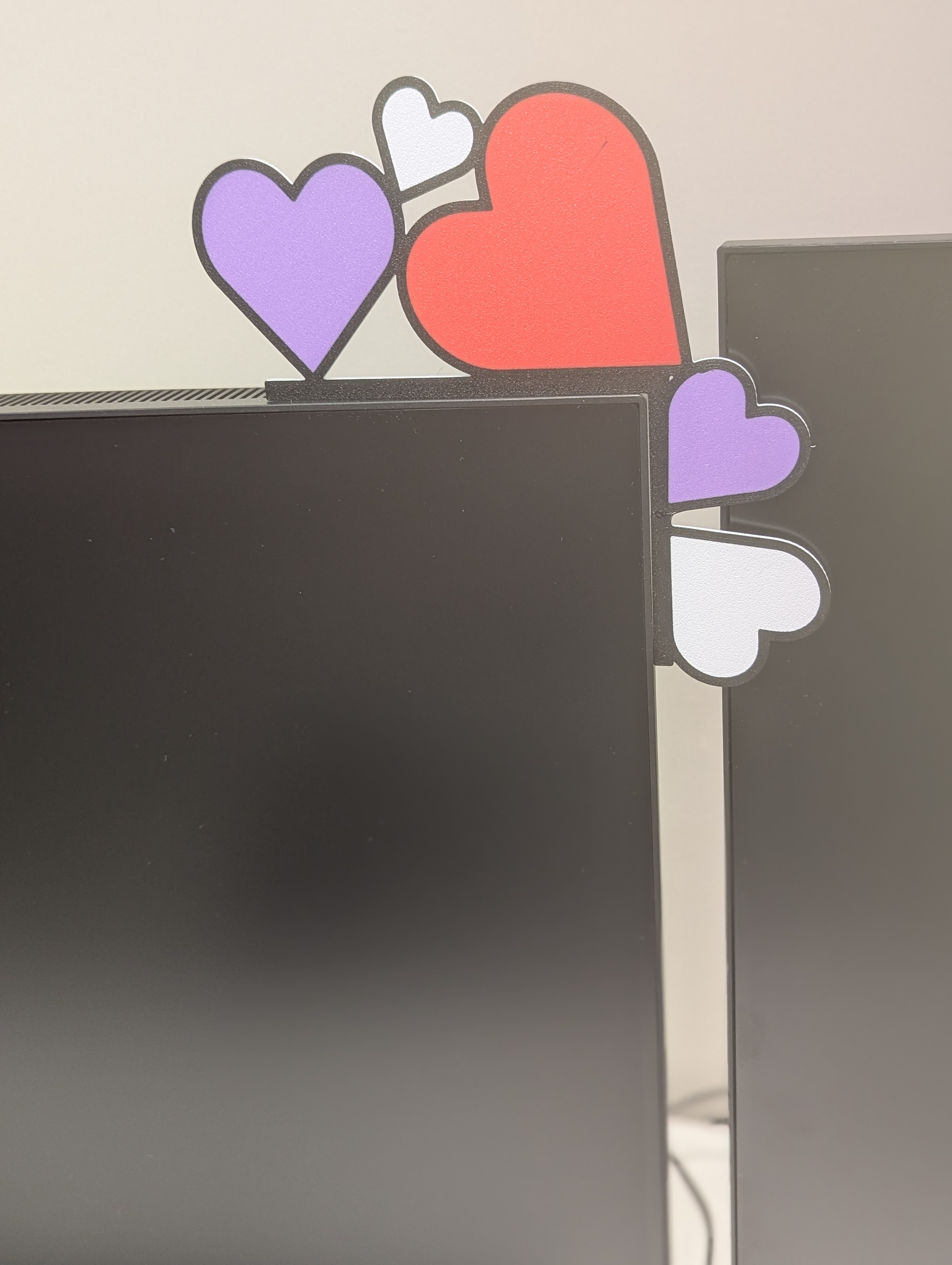 Heart Monitor Decor - Screen Topper - Purple Red White