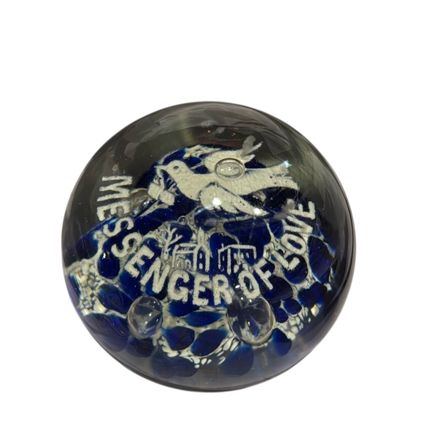 Vintage “Messenger Of Love” Cobalt Blue & White Spatter, Dove Flying ...