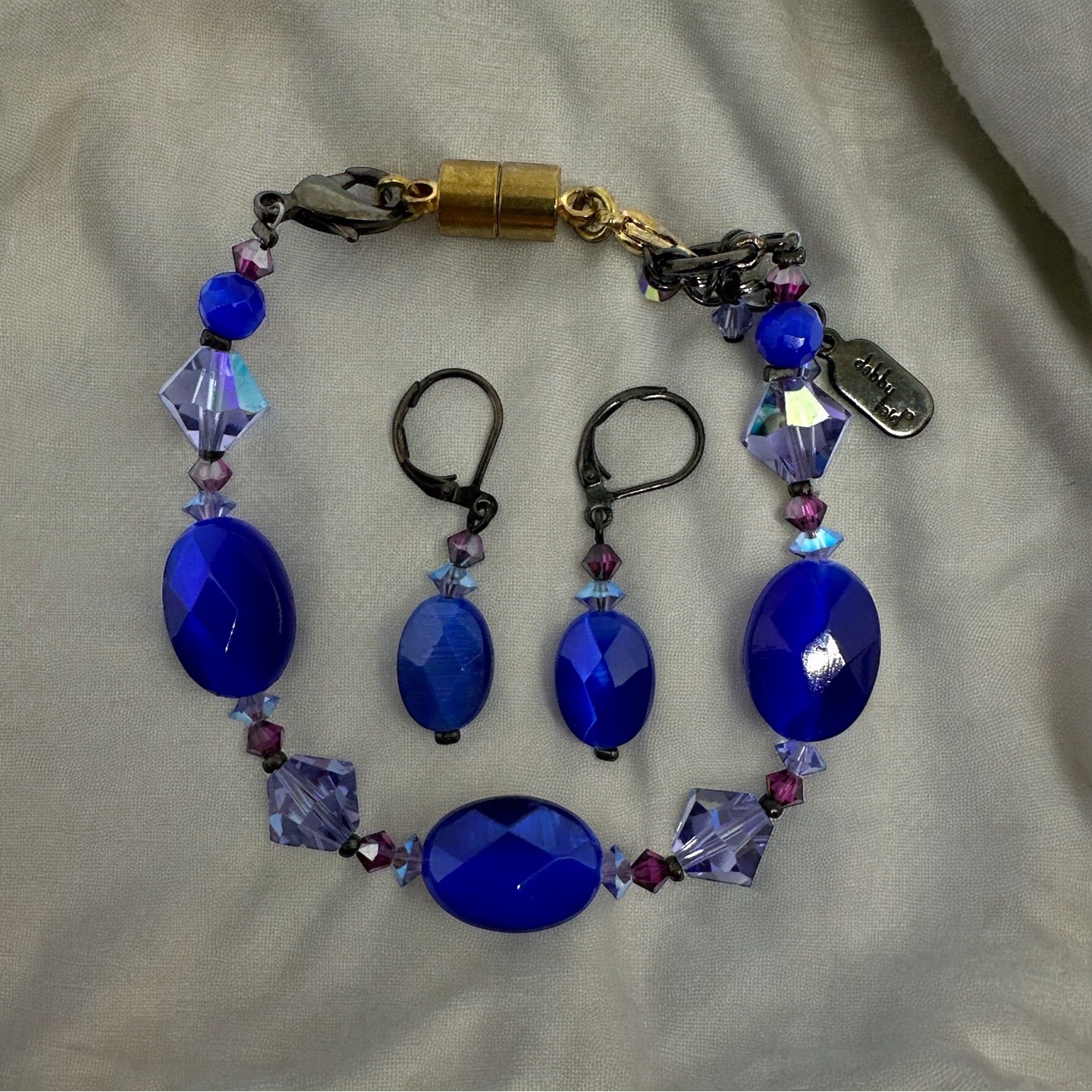 Designer Dabby Reid Sawrovski Crystal & Glass Cobalt Blue Bracelet ...