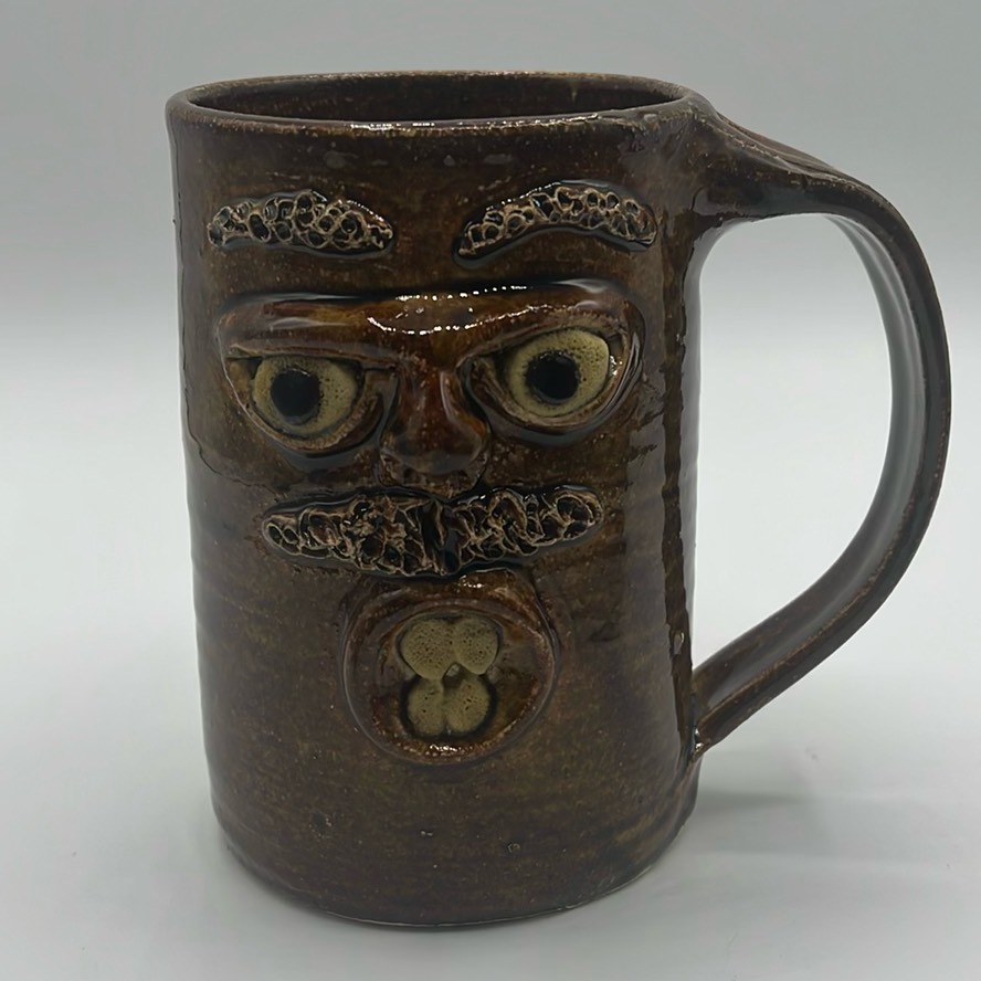 Crazy Face Handmade Pottery Mug Signed A. Norwich 11/07