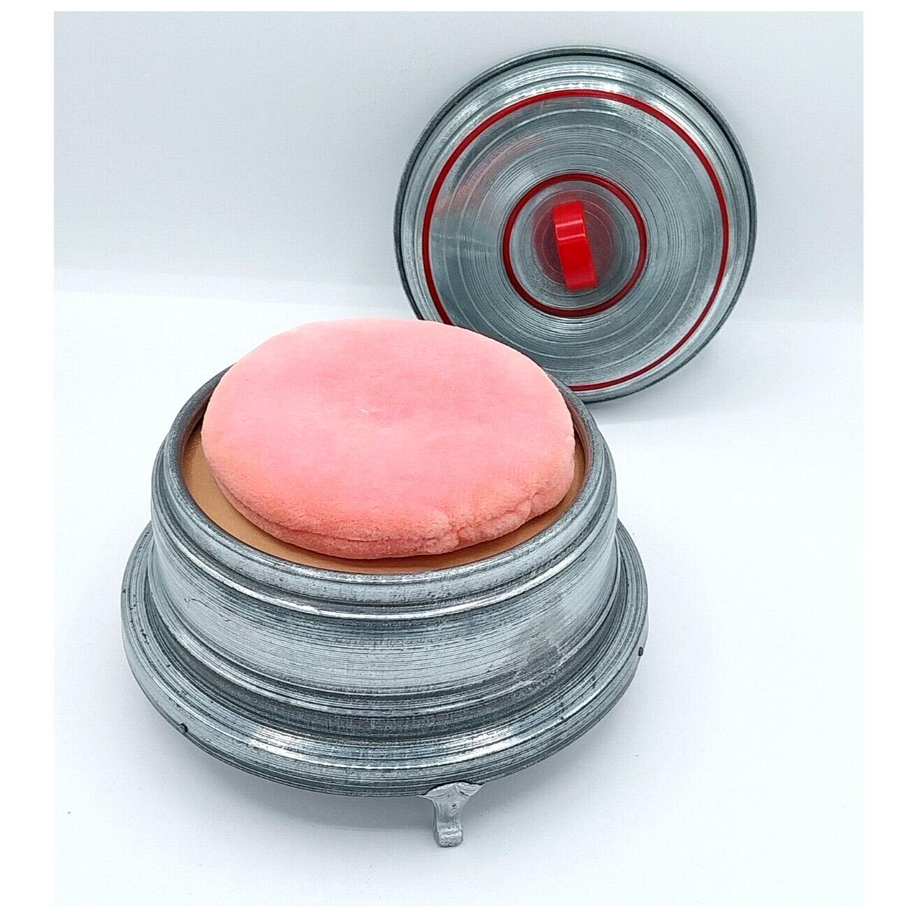 Vintage Art Deco Round Aluminum with Bakelite Handle Footed Powder Puff ...