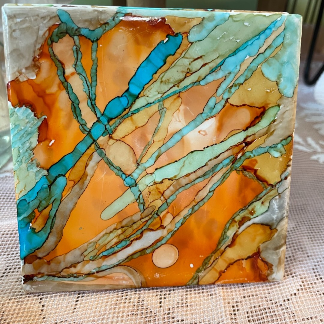 Hand Painted Alcohol Ink Tile