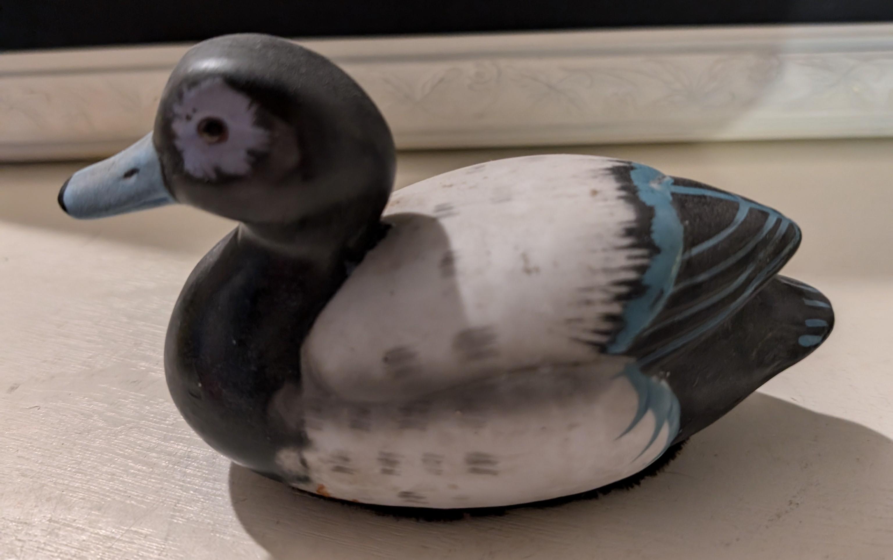 Vintage Jasco Bluebill Ceramic Duck Lint Brush Figurine