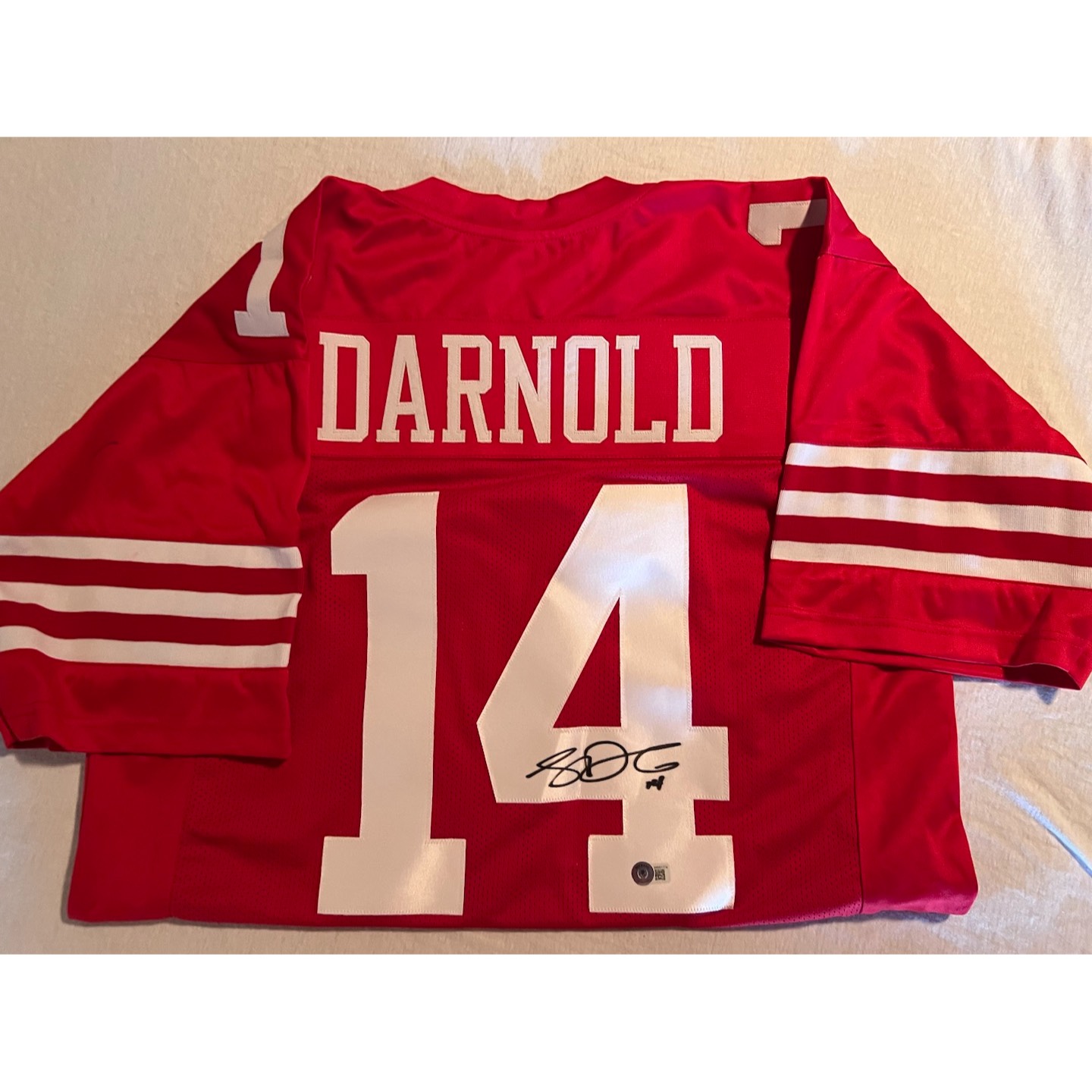 Sam Darnold Signed Custom Red Jersey With COA