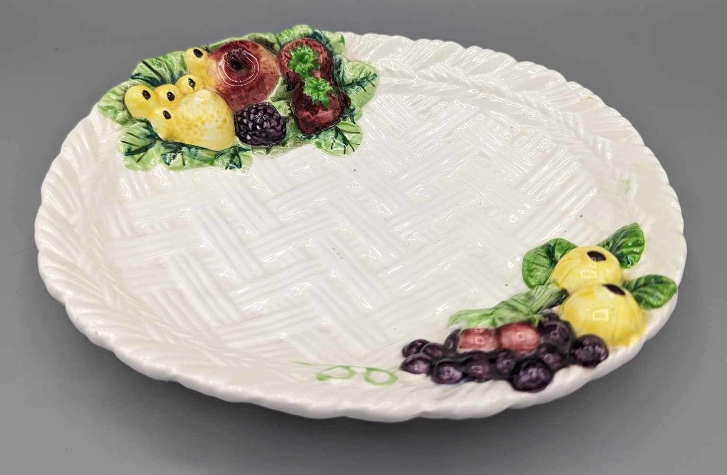Vintage 1960s Lefton China Basket Weave Pattern With Fruit Serving Dish ...