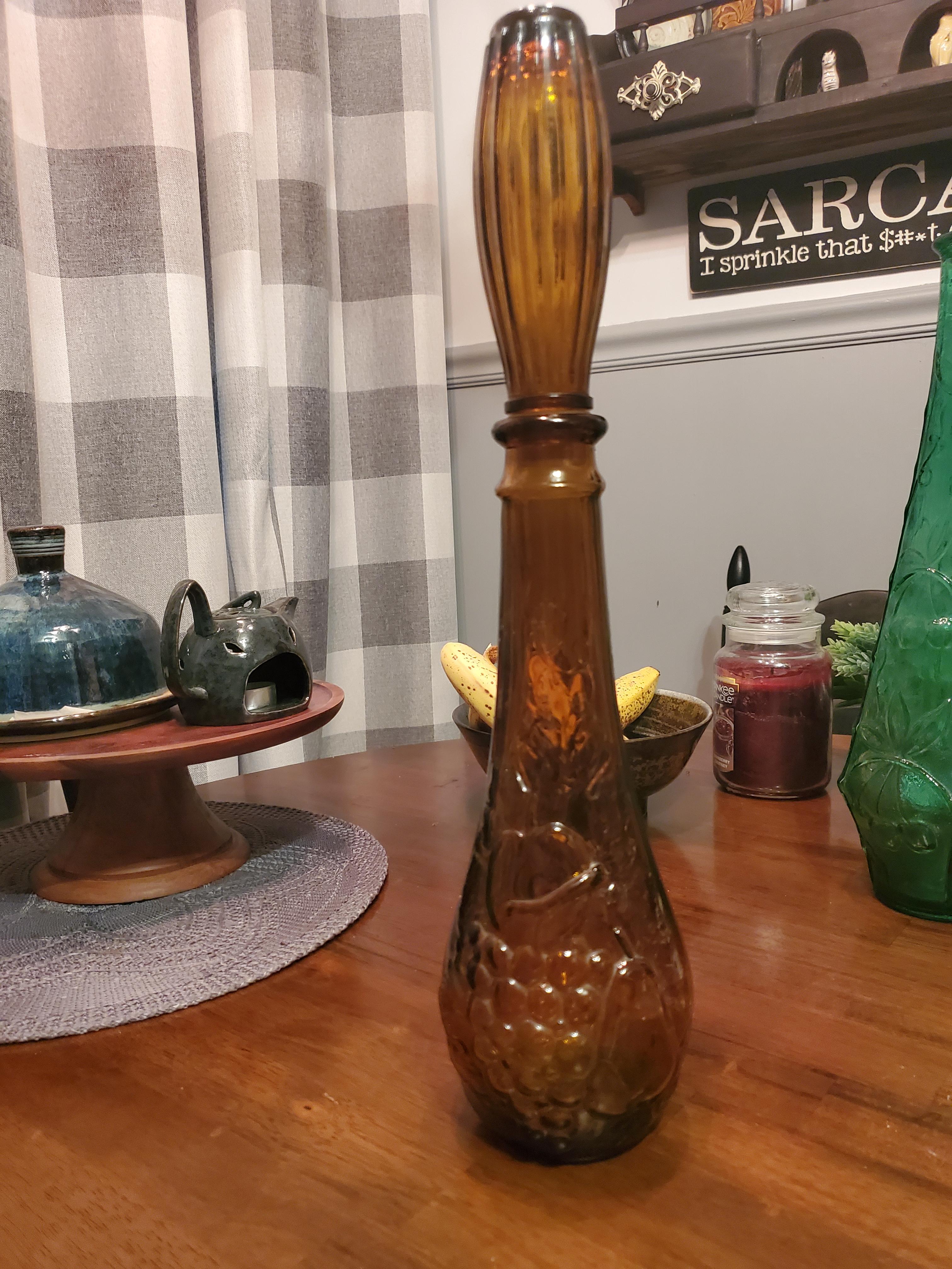 Vintage Amber Decanter with Stopper