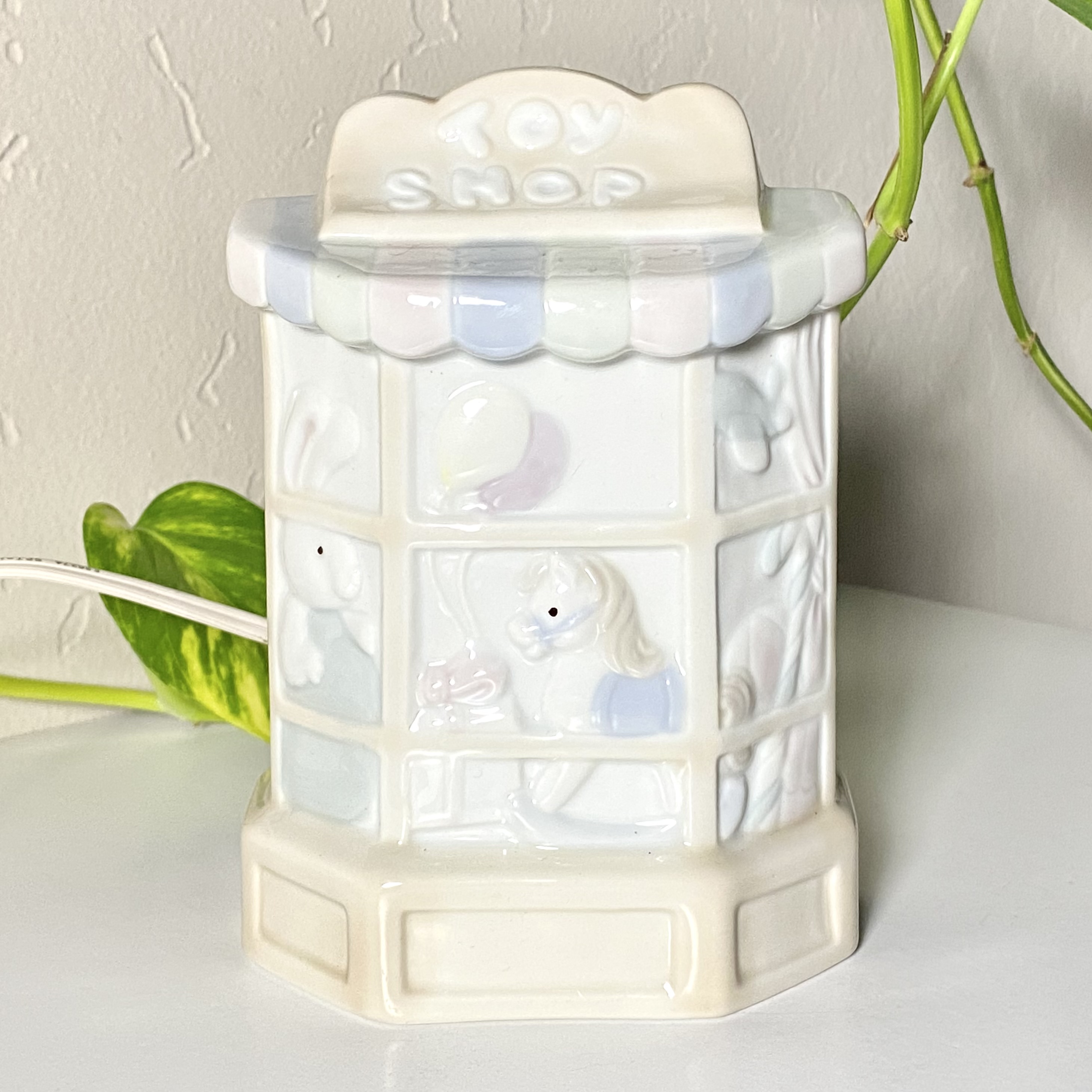 1989 Enesco Night Light Porcelain Toy Shop Nursery Lamp
