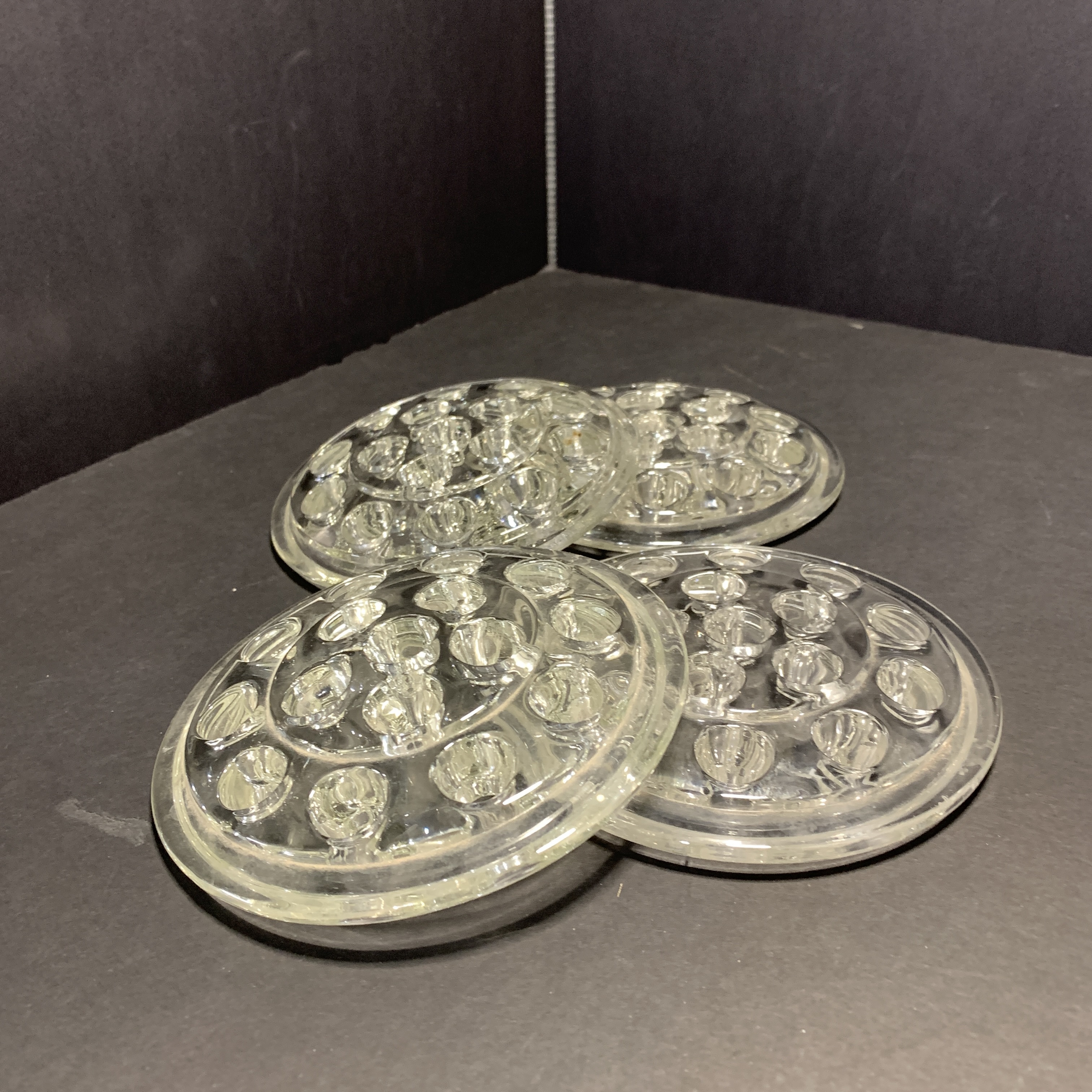 One Clear Glass Flower Frog/Marble Display (4 Available)