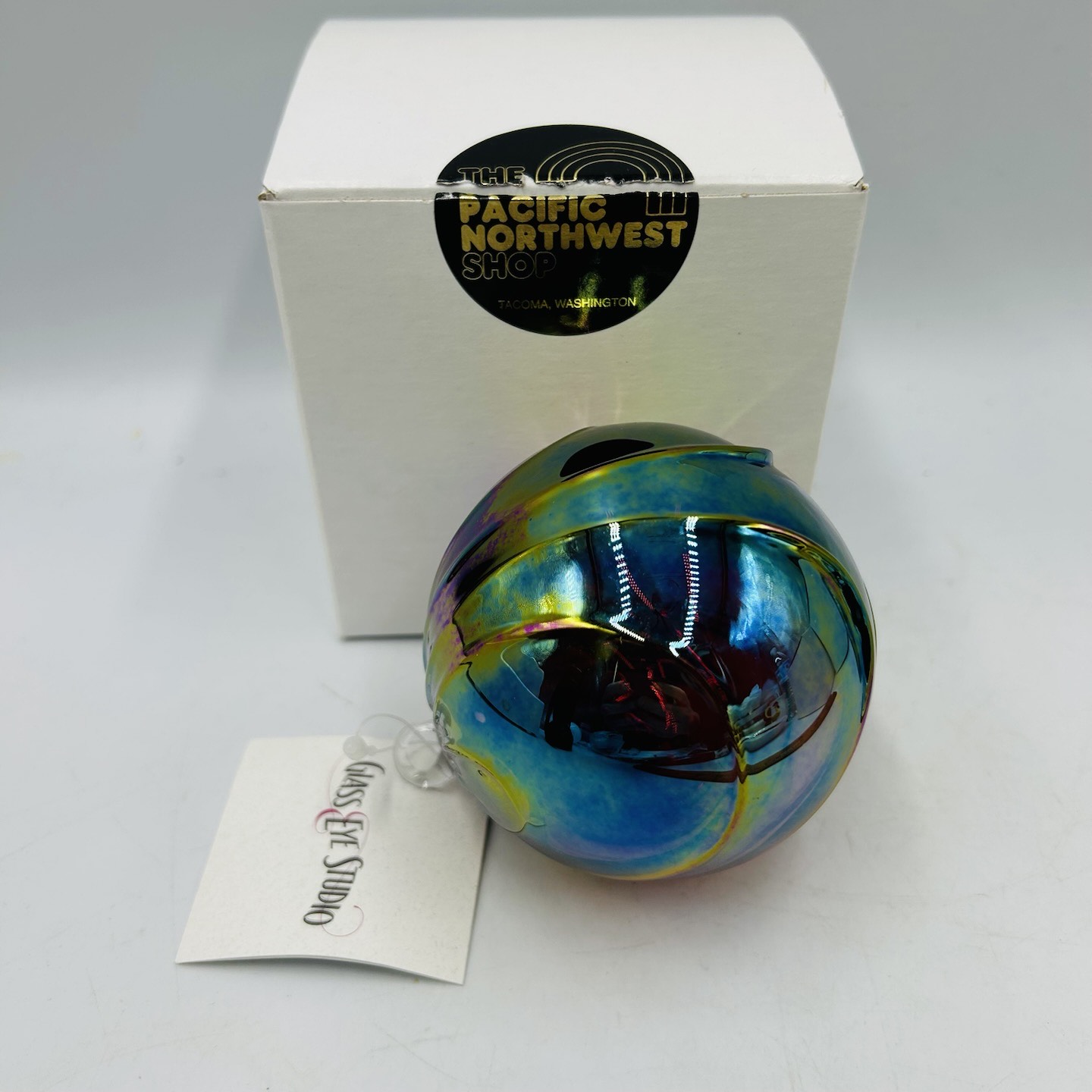GLASS EYE STUDIO Hand Blown Ornament IRIDESCENT Drape Dark Cherry ...