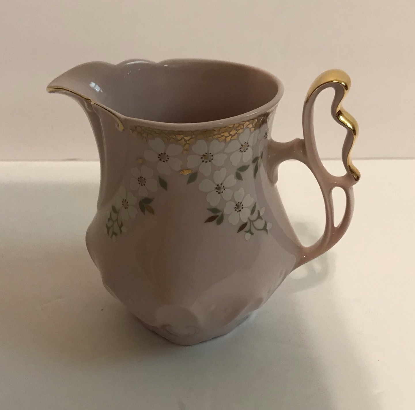 Pink porcelain milk jug with flowers, H&C Czech pink china, Rose ...