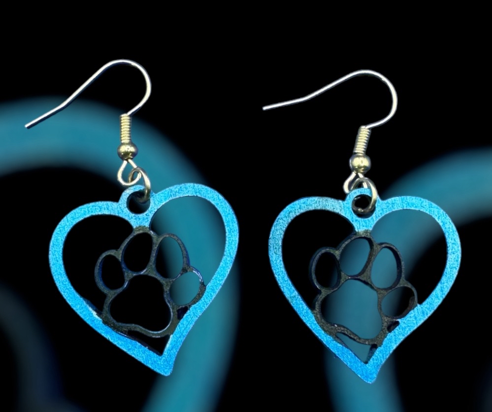 Pawfect Love Dog Paw Heart Earrings