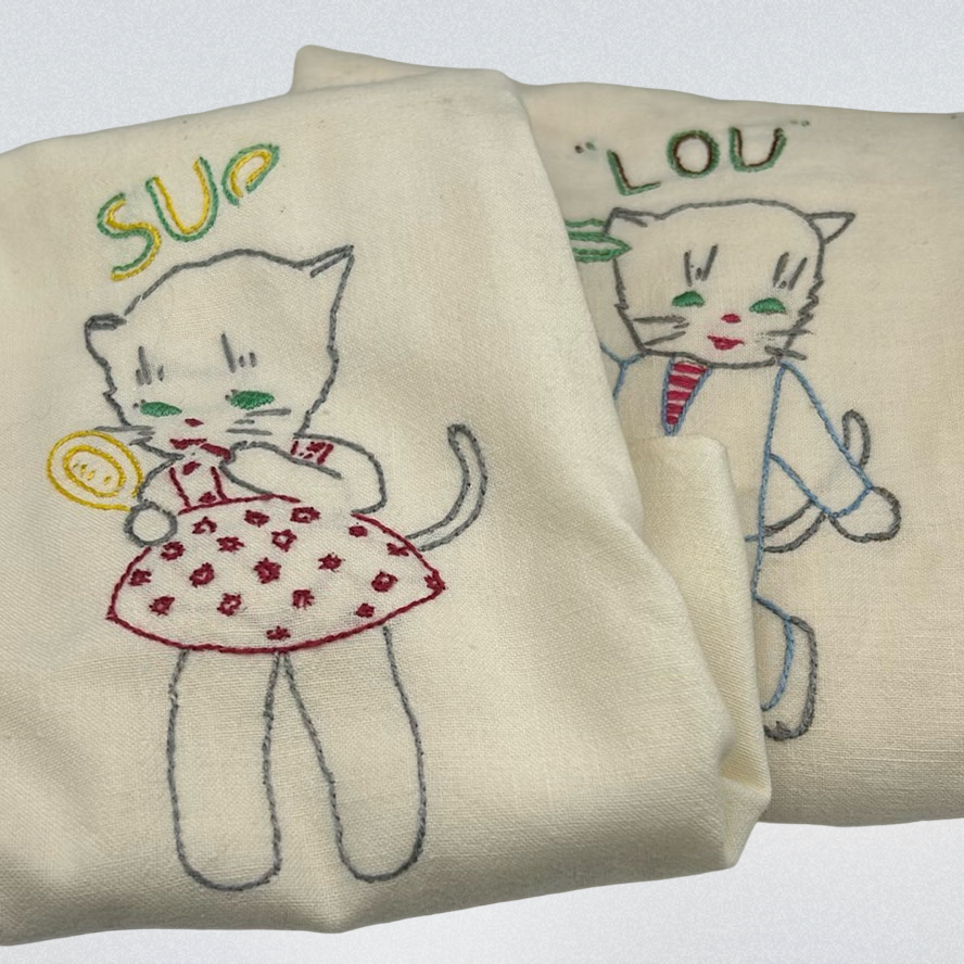 Lou And Sue Embroidered Vintage Tea Towels