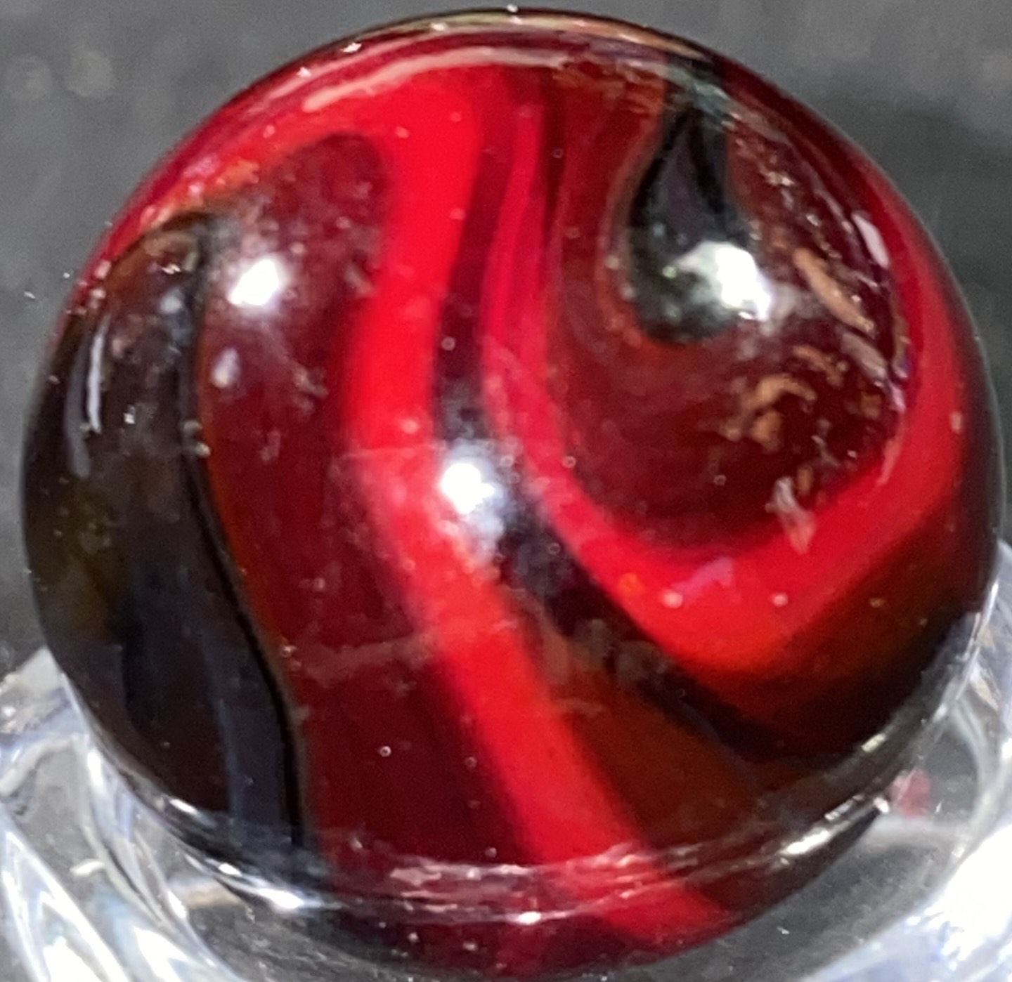 3/4" JABO/ DAS Dark Red Slag Glass Marble As Pictured