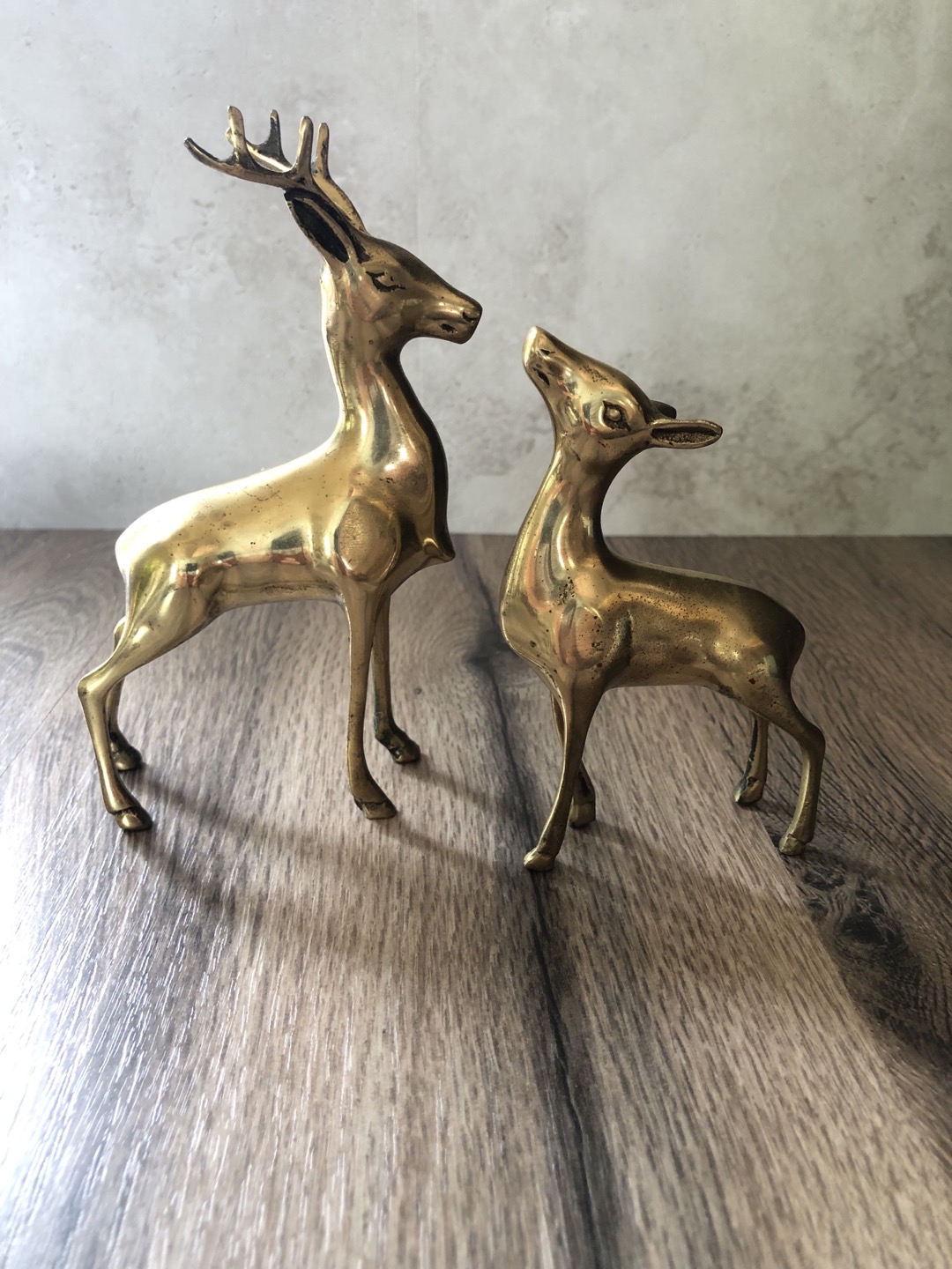 Vintage Solid Brass Deer Set Buck & Doe Decor MCM Figures Pair
