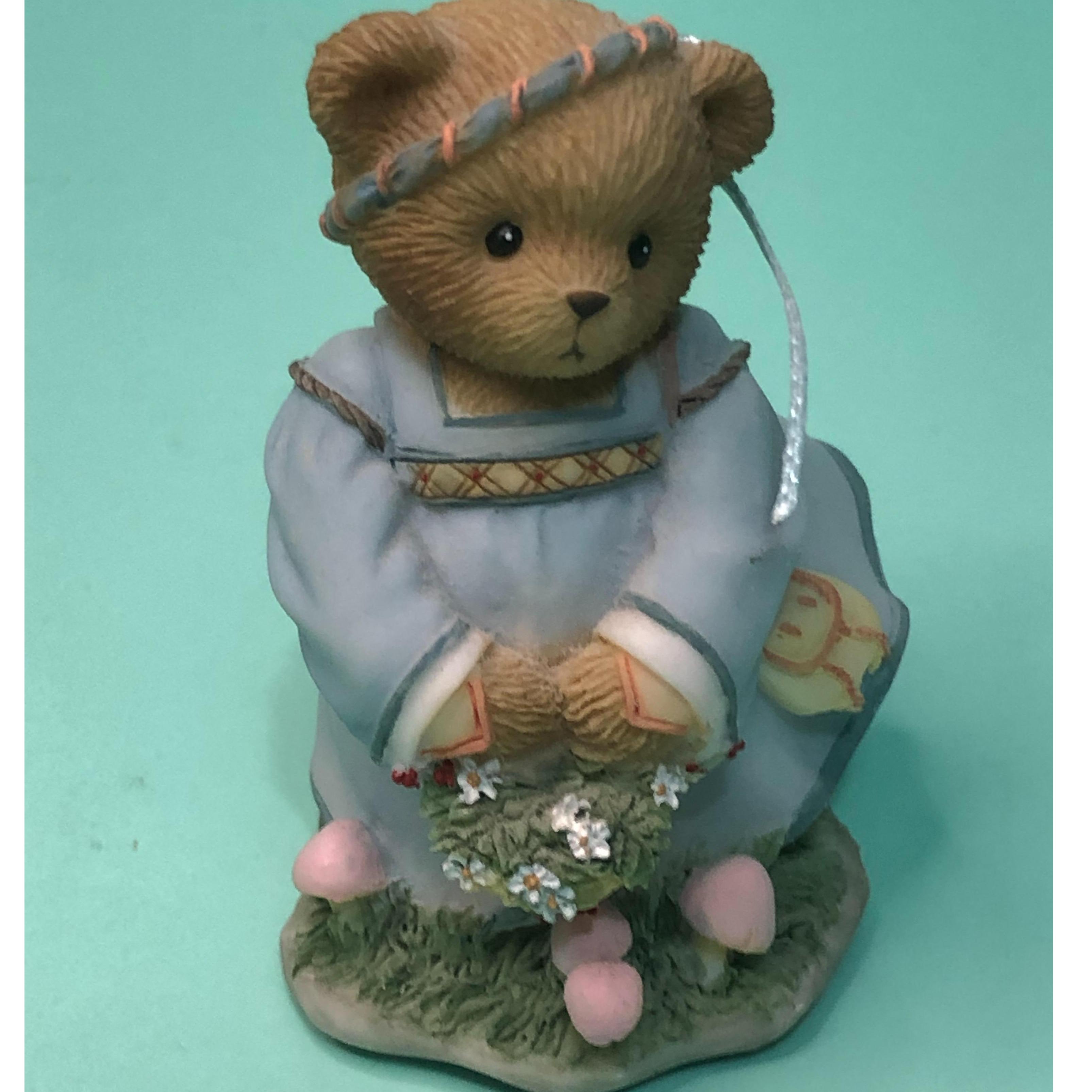 Cherished Teddies Girl with Flower Basket Mushrooms