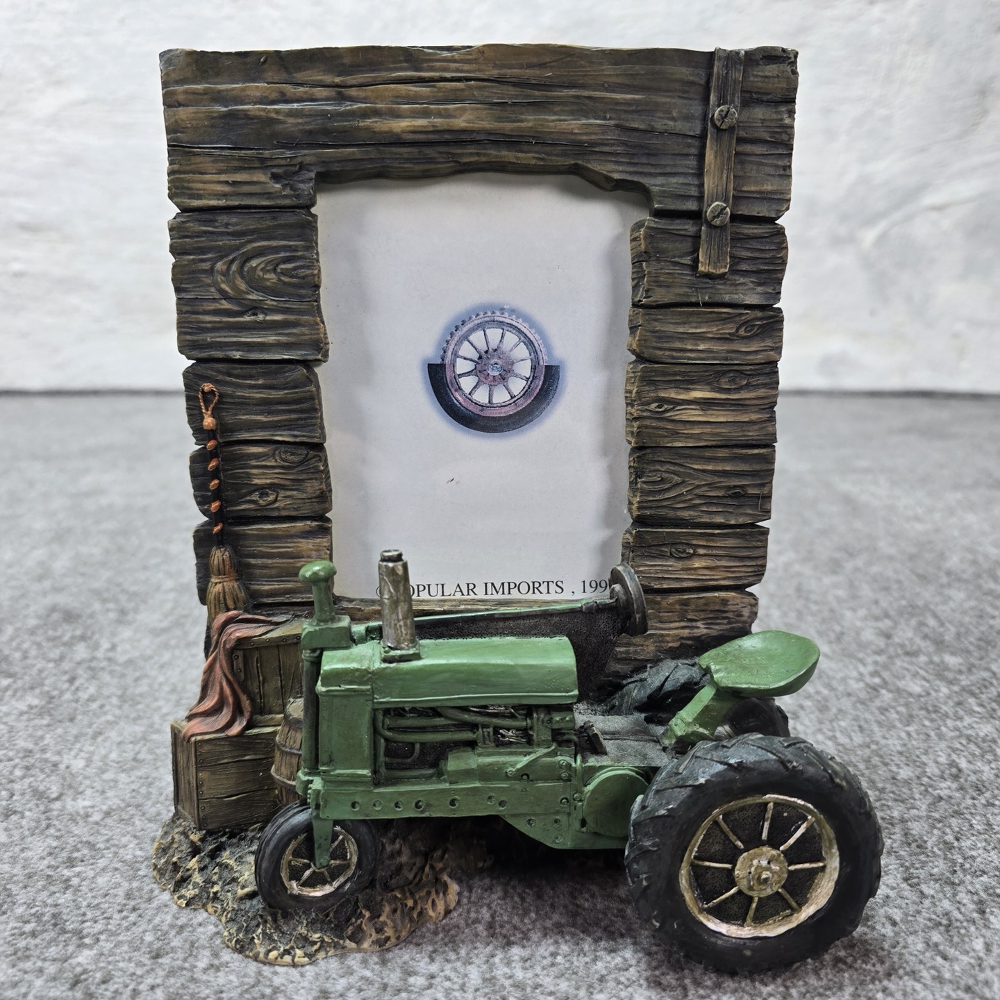Vintage 1999 Tractor Picture Frame Hand Painted Popular Imports Farm Decor