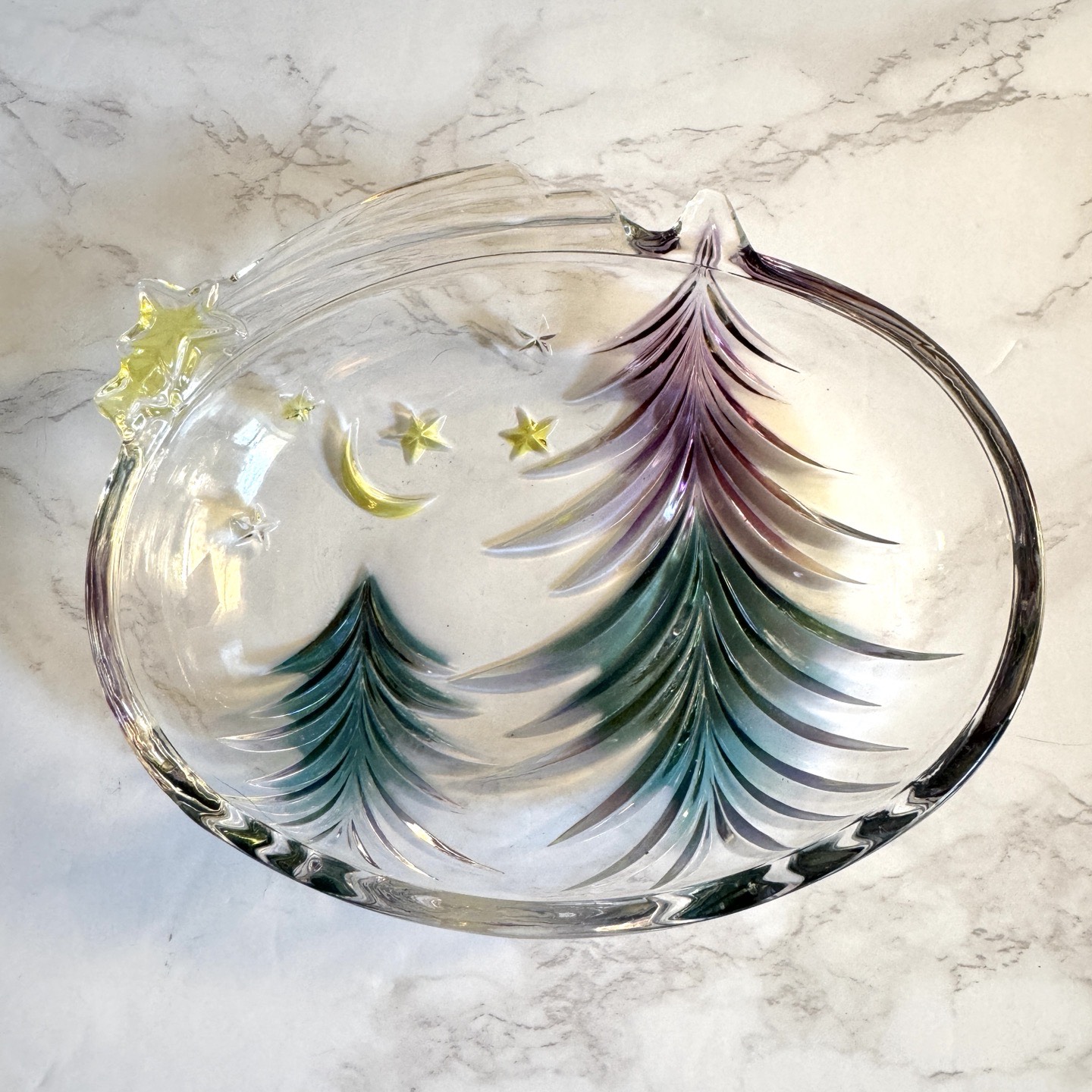Vintage Studio Nova Crystal Christmas Tree Candy Dish Moon Stars
